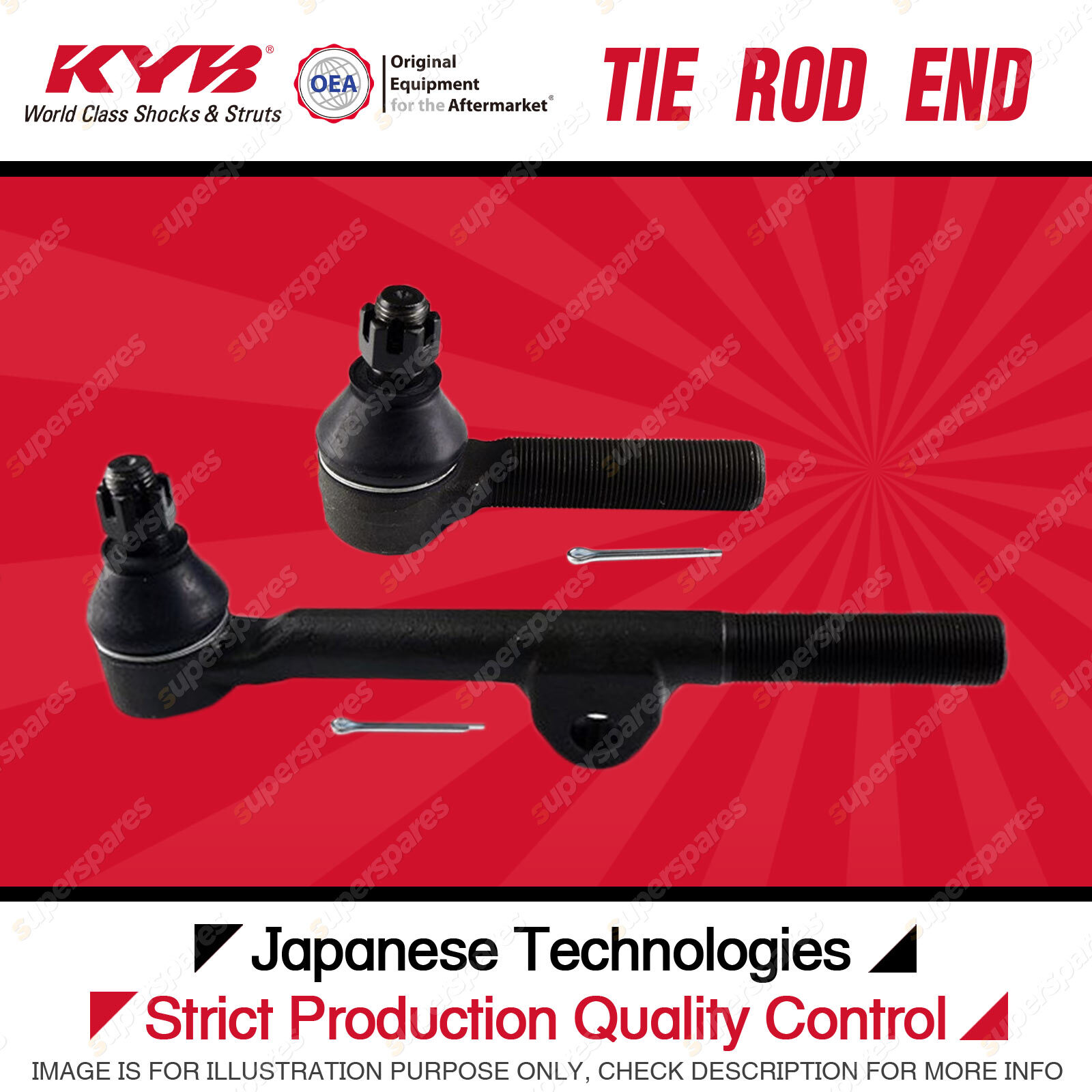 2x KYB Front Tie Rod Ends for Toyota Hilux LN106R 2.8L Utility I4 8V ...
