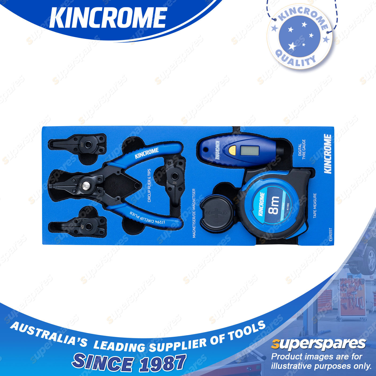 8 Pcs of Kincrome Upright Truck Box Circlip Pliers & Tape Measuring EVA ...