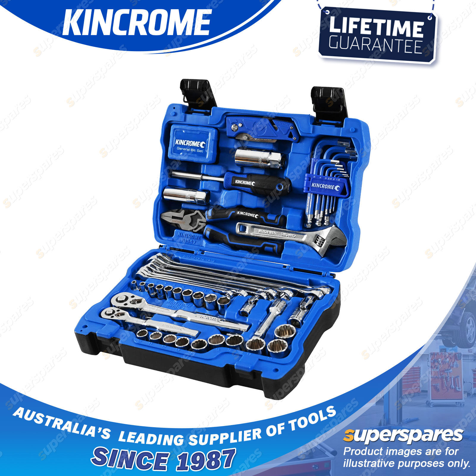 82 Pcs of Kincrome Portable Tool Kit 1/4" 3/8" Sockets & Accessories ...