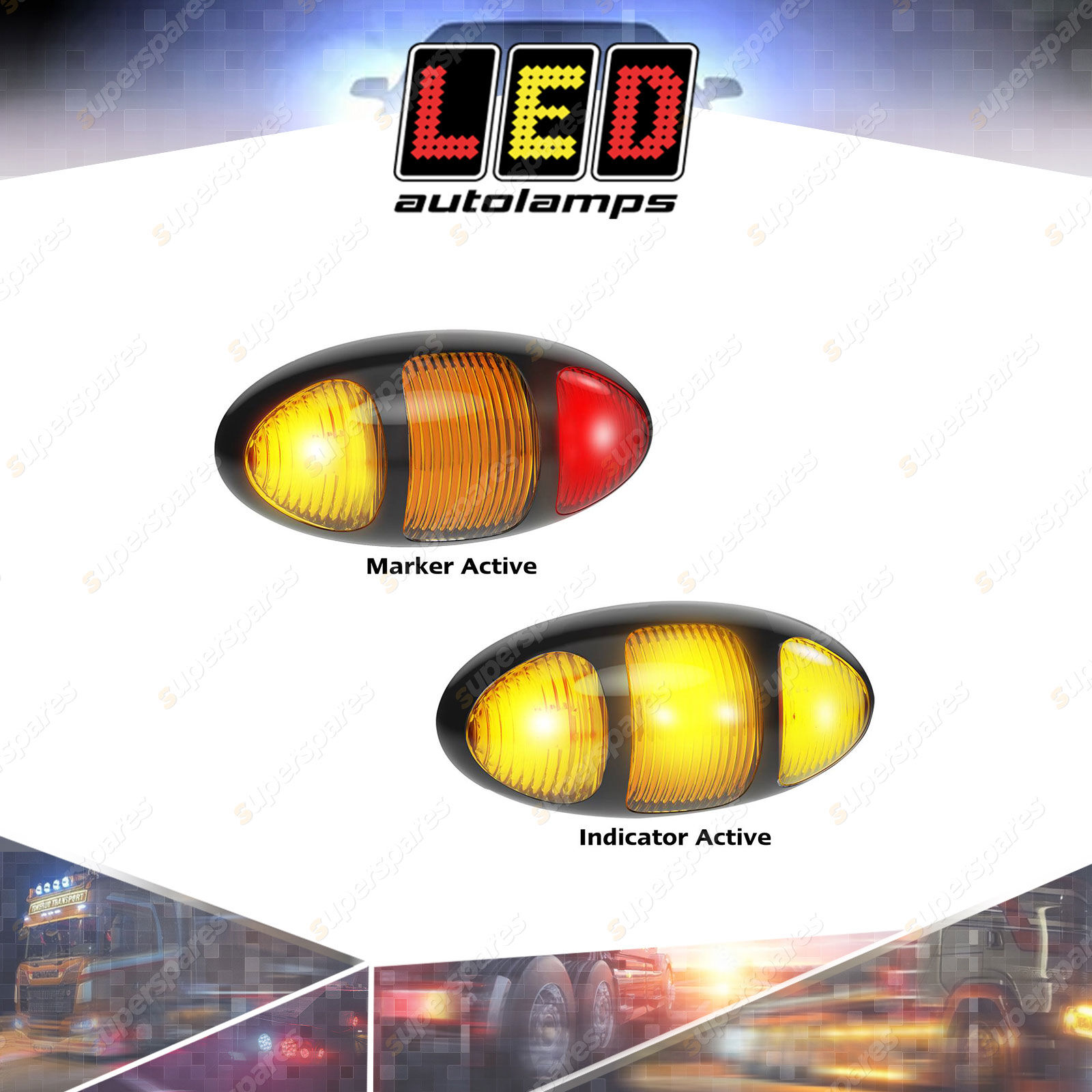 LED Autolamps Amber/Red Side Marker/CAT5 Side Direction Indicator Light ...