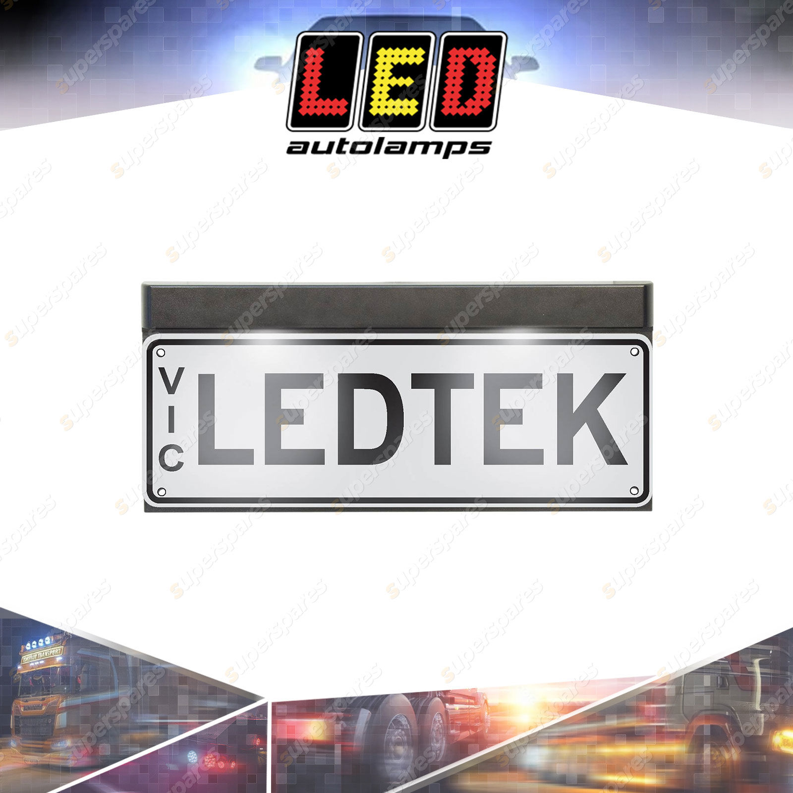 LED Autolamps Licence Number Light Plate Black Frame with 6 LED Lamps Box