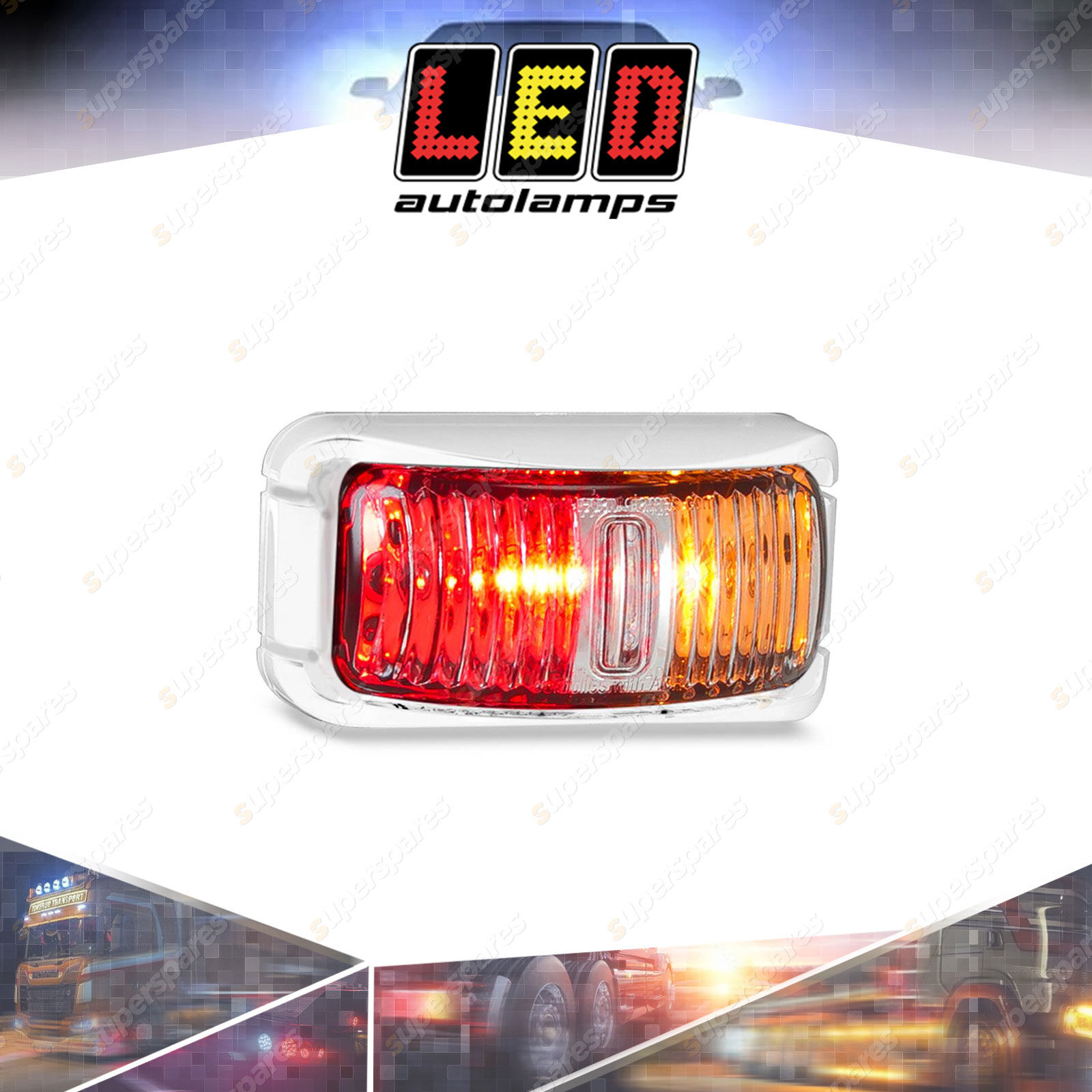 LED Autolamps Red/Amber Side Marker Light White Base 2 LED Lamp Box of 10