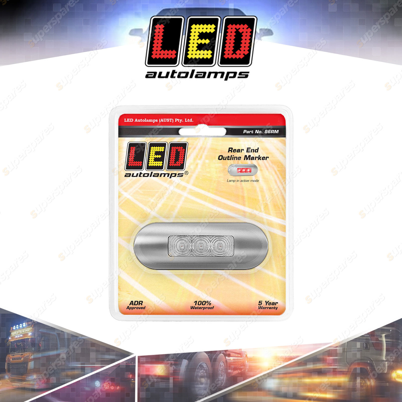 LED Autolamps Red Rear End Outline Marker Light Clear Lens Brushed ...