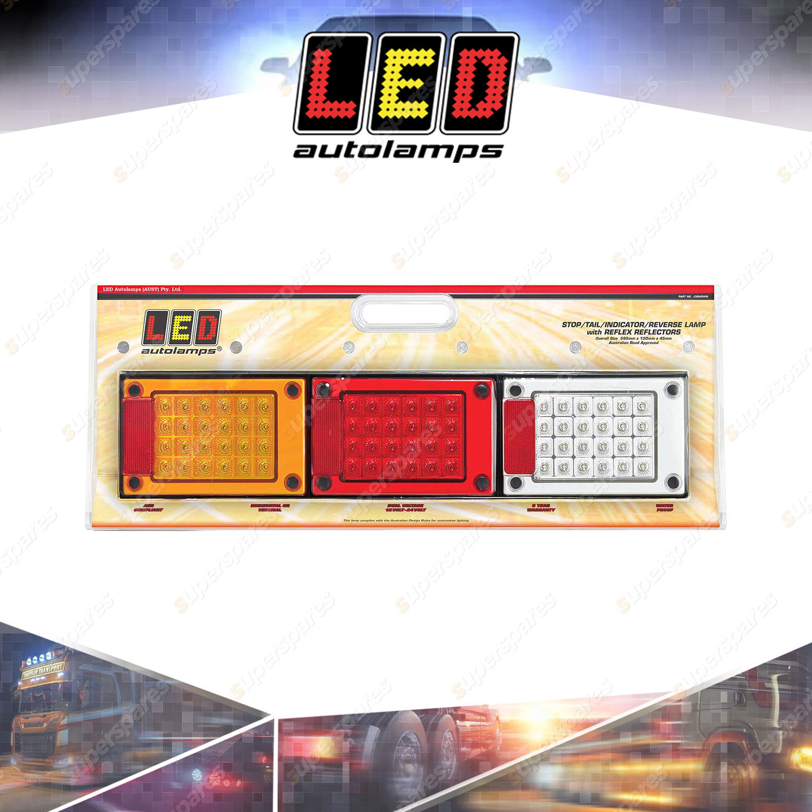 LED Autolamps Jumbo Top Tail Indicator Reverse Reflector Light 72 LED Lamp