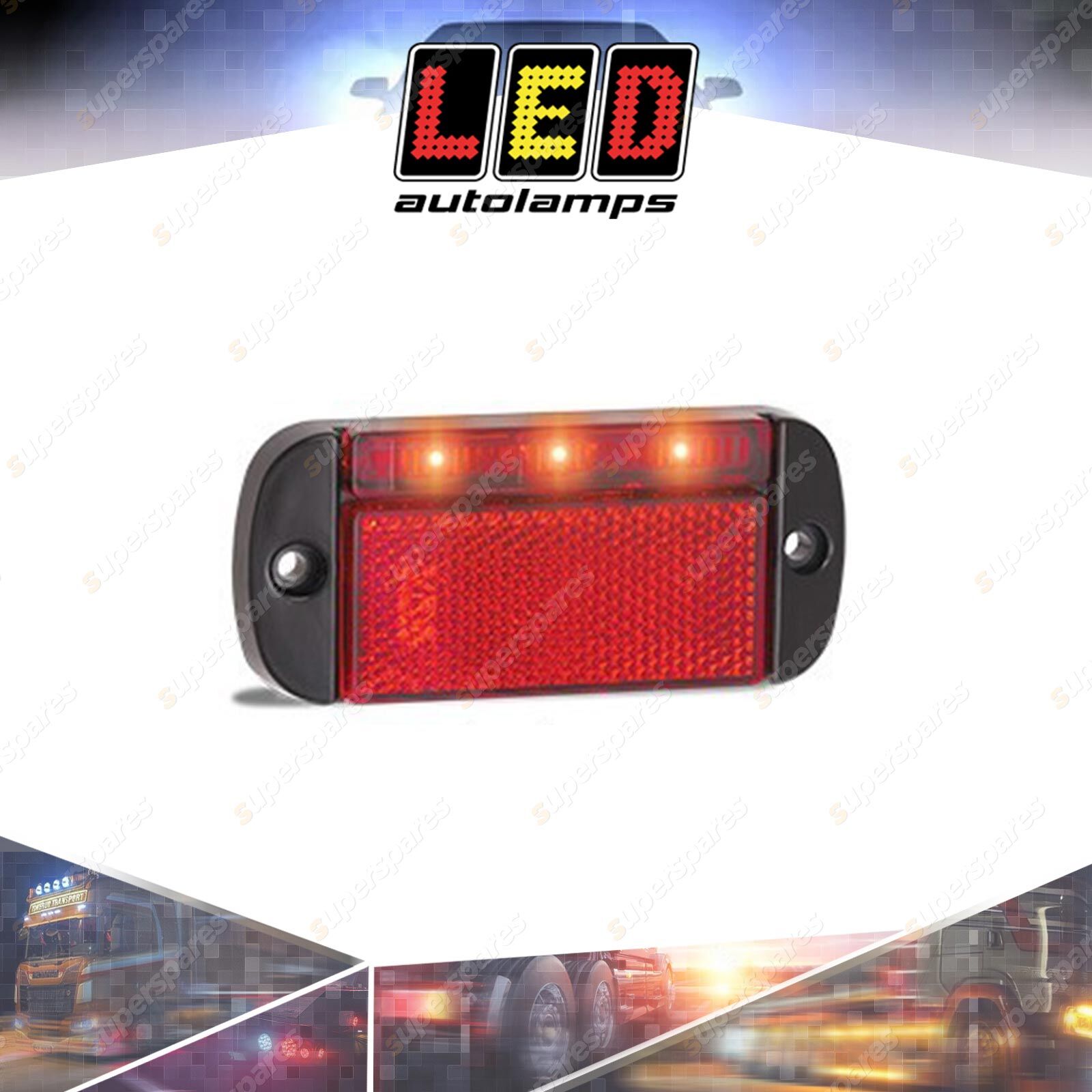LED Autolamps Rear End Outline Marker Light With Red Reflector 3 LED ...