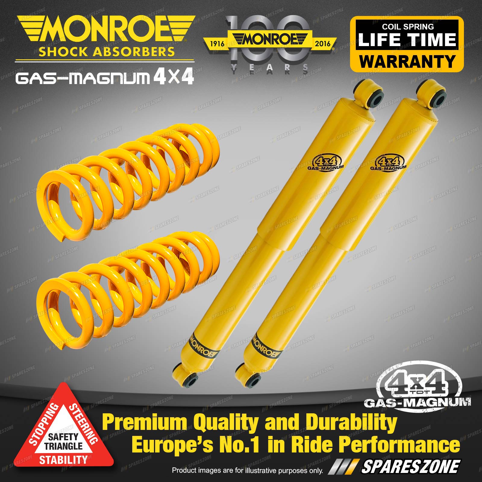 Rear Standard Monroe Shock Absorbers + King Springs for Toyota Fortuner ...