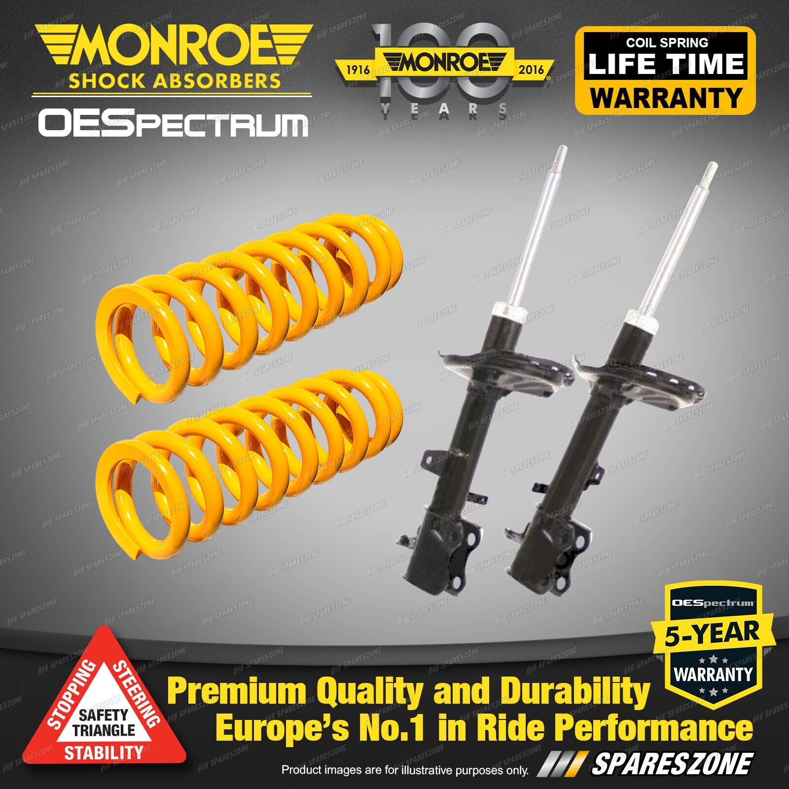 Rear Raised Monroe Shocks King Springs for Toyota Kluger GSU40R GSU45R ...