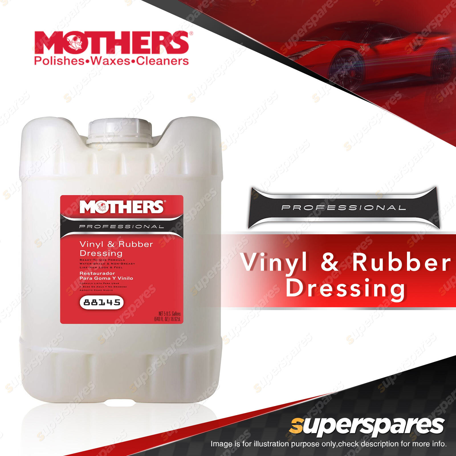 Mothers Professional Vinyl & Rubber Dressing 18.925L - Water based Non ...
