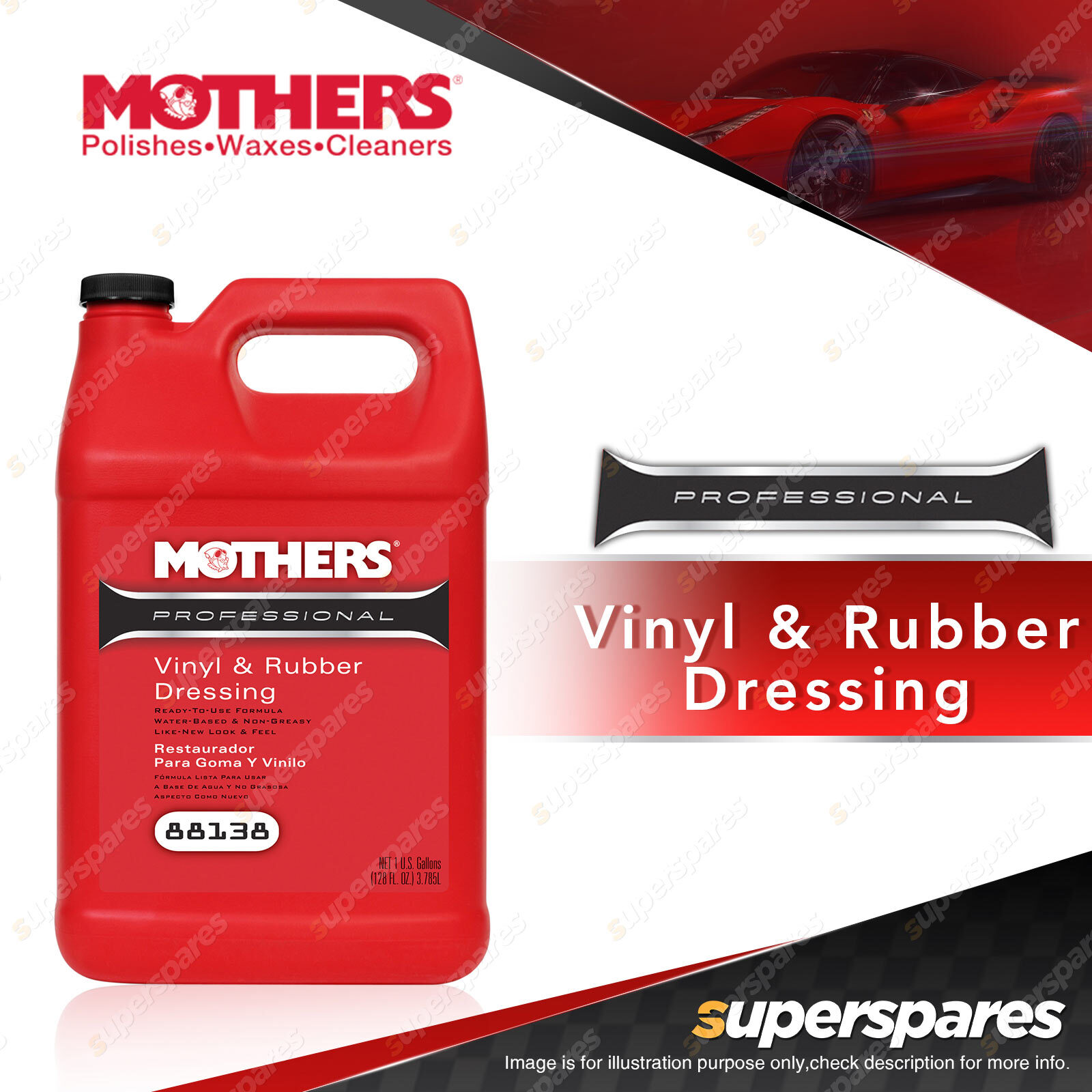 Mothers Professional Vinyl & Rubber Dressing 3.785L - Water based Non ...