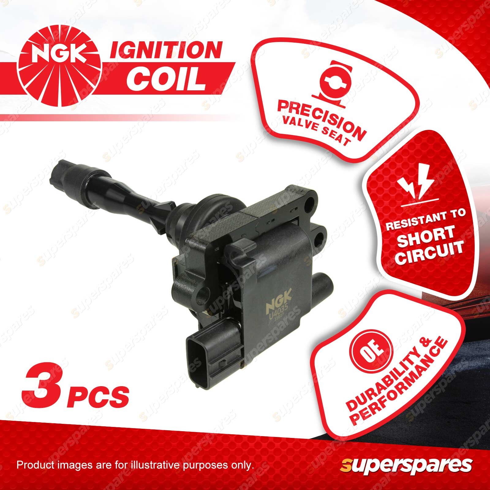 3 x NGK Ignition Coils for Mitsubishi Pajero NP 3.8L 6G75 V6 MPFI SOHC ...