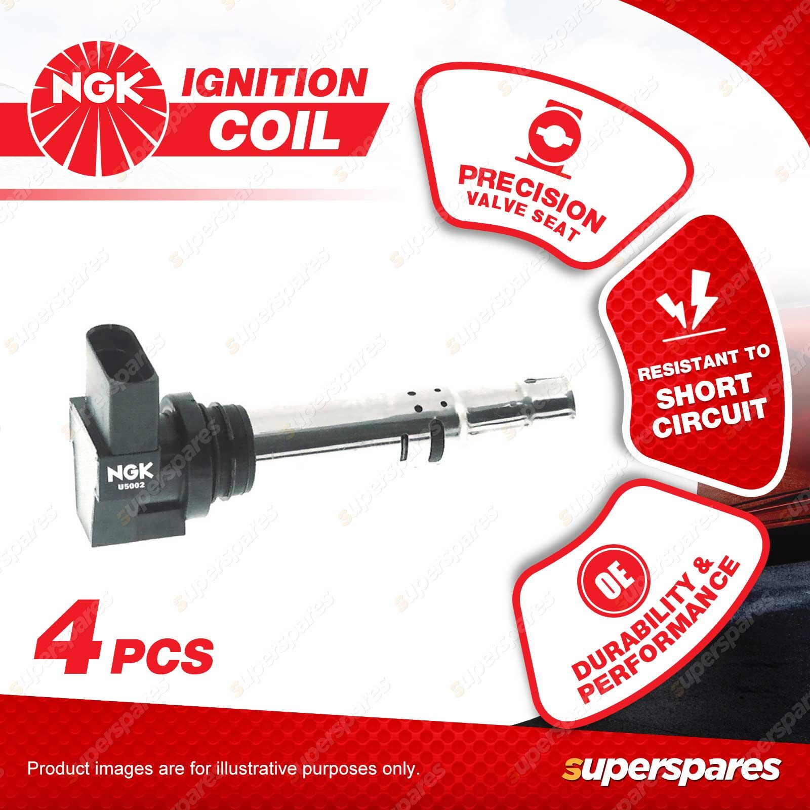4 x NGK Ignition Coils for VW Golf Mk4 Mk5 Mk6 Jetta 1KM Polo 9N Tiguan ...