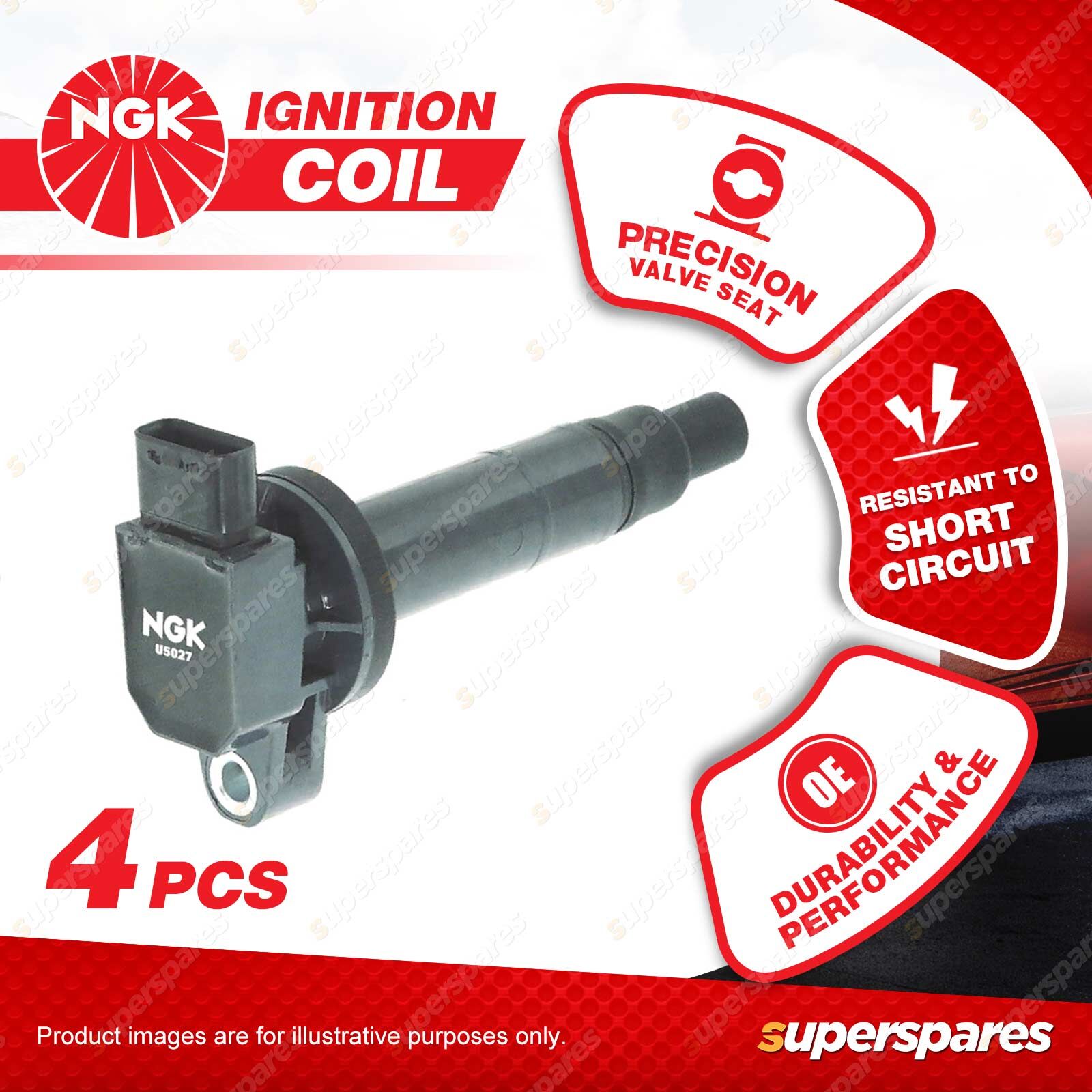 4 x NGK Ignition Coils for Toyota Yaris NCP 93R 90R 91R 130R 131R 1.3L ...