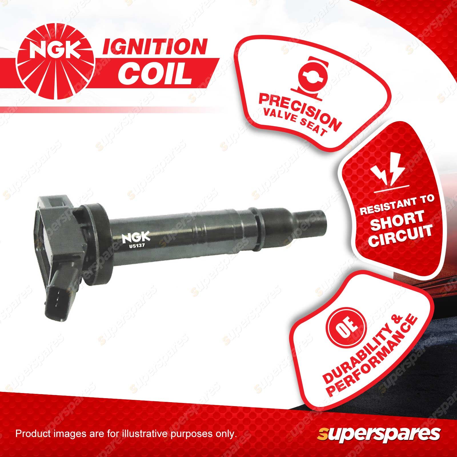 NGK Ignition Coil for Toyota Hilux TGN16R 2.7L 4Cyl V DOHC MPFI 16V ...