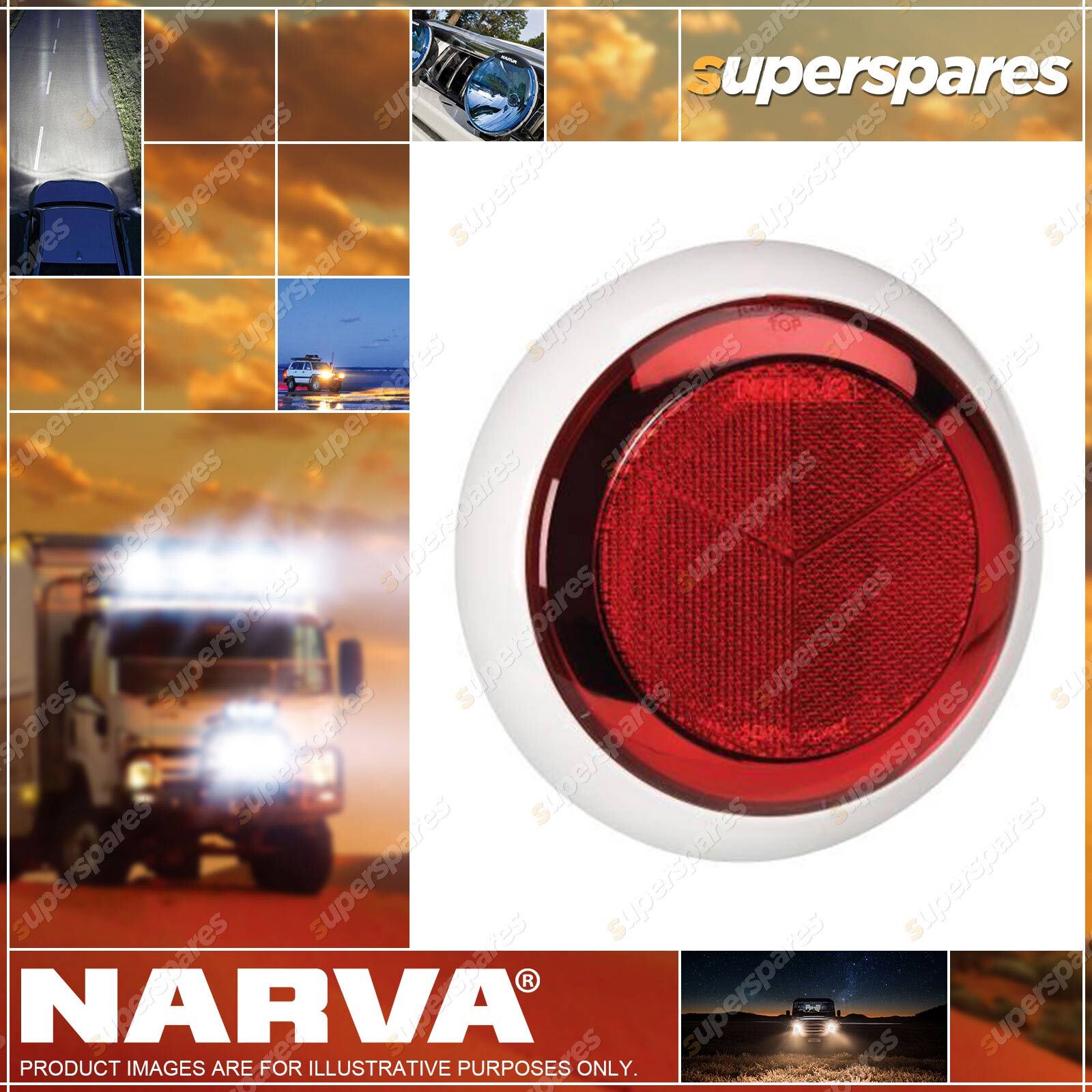 Narva Red Retro Reflector With Chrome Ring And Contoured 150mm White ...