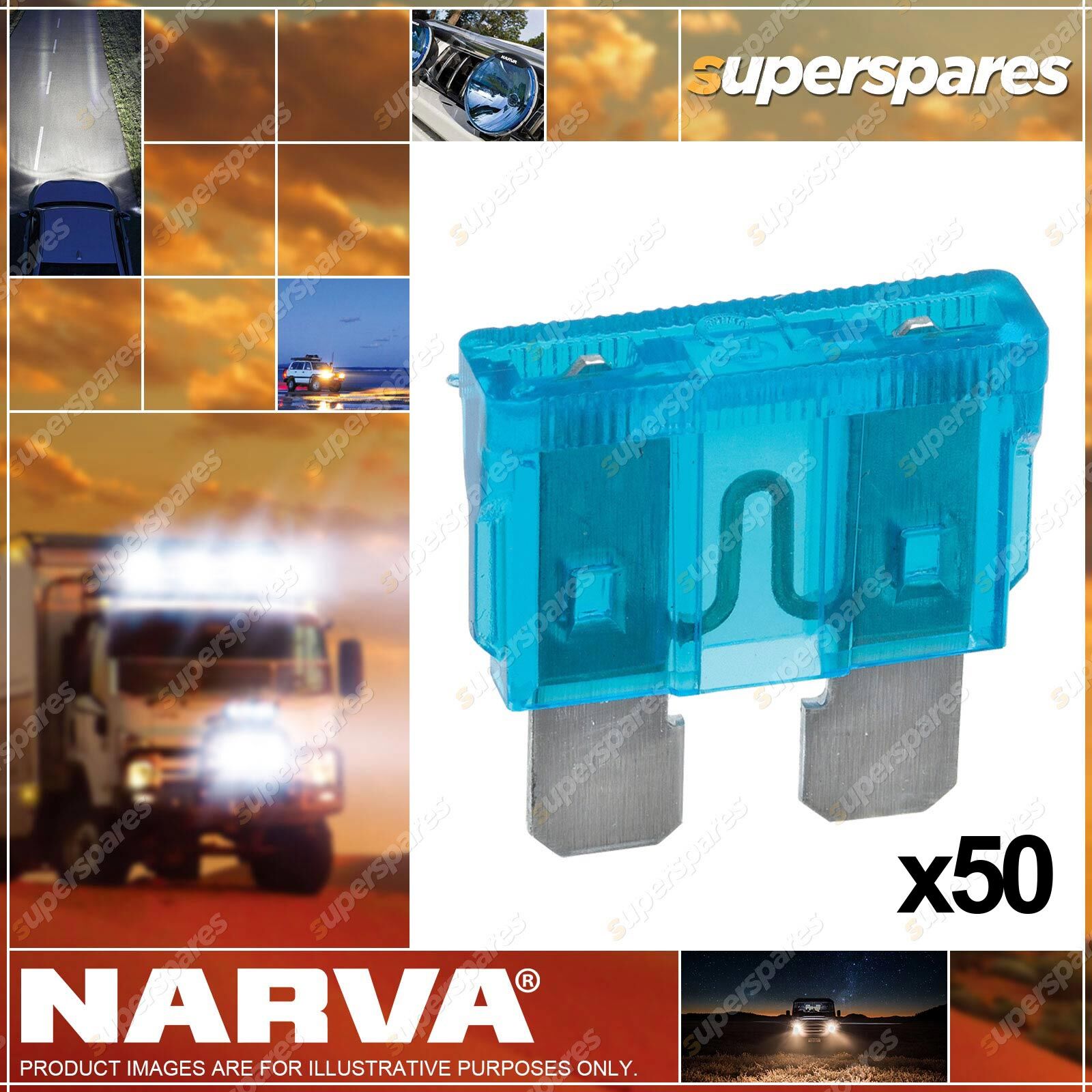 Narva Brand 15 Amp Blue Standard ATS Blade Fuse - Box Of 50 52815