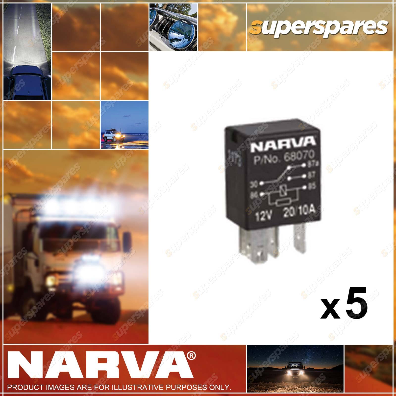 5 x Narva 12V Micro Change Over Relays 5 Pin 20/10 Amp Blister Pack 68070BL