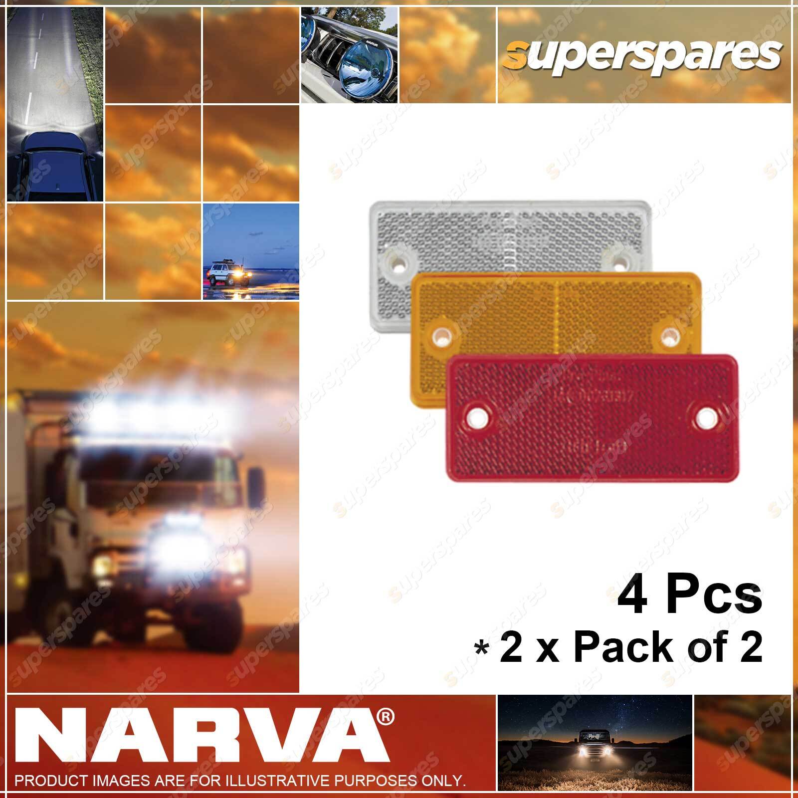 Narva Amber Retro Reflectors 90mm x 40mm Fixed Bolt 2 x Pack of 2