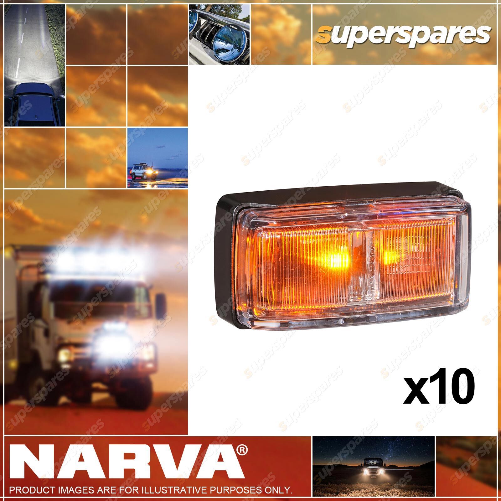 10 Narva LED Side Directional Indicator Amber w/Black Base Clear Lens 0 ...
