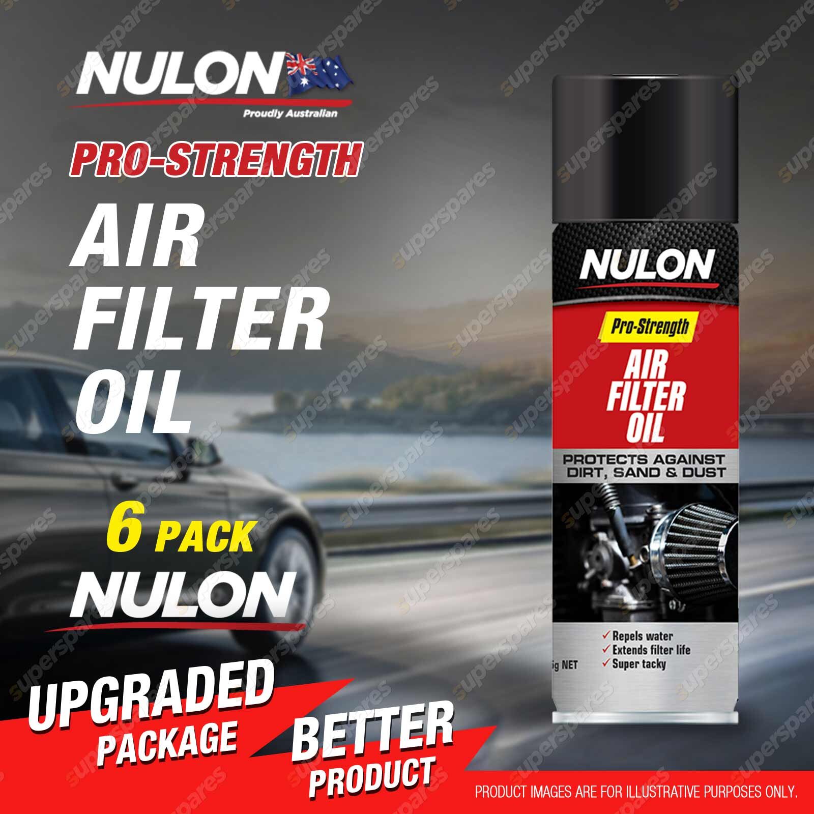 6 x Nulon Pro-Strength Air Filter Oil Spray Can 300ml AFO300 Repels water