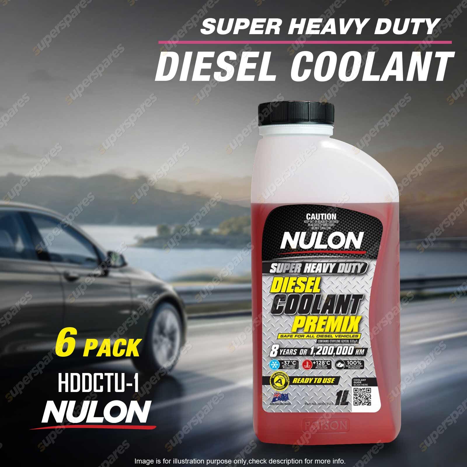 6 Pack Nulon Super Heavy Duty Diesel Coolant Premix Top-Up HDDCTU 1 Litre