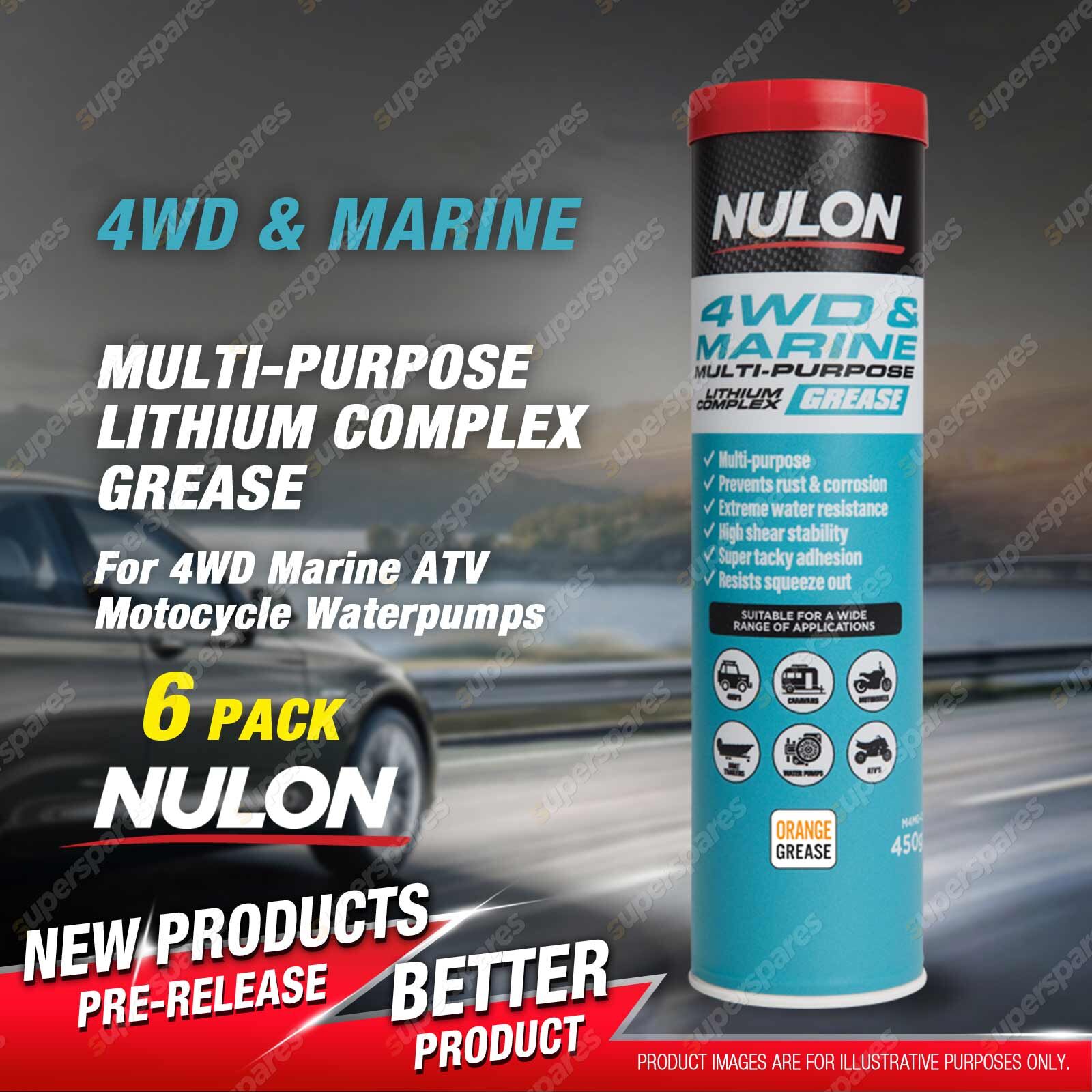 6 x Nulon 4WD and Marine Multi-Purpose Lithium Complex Grease 450g