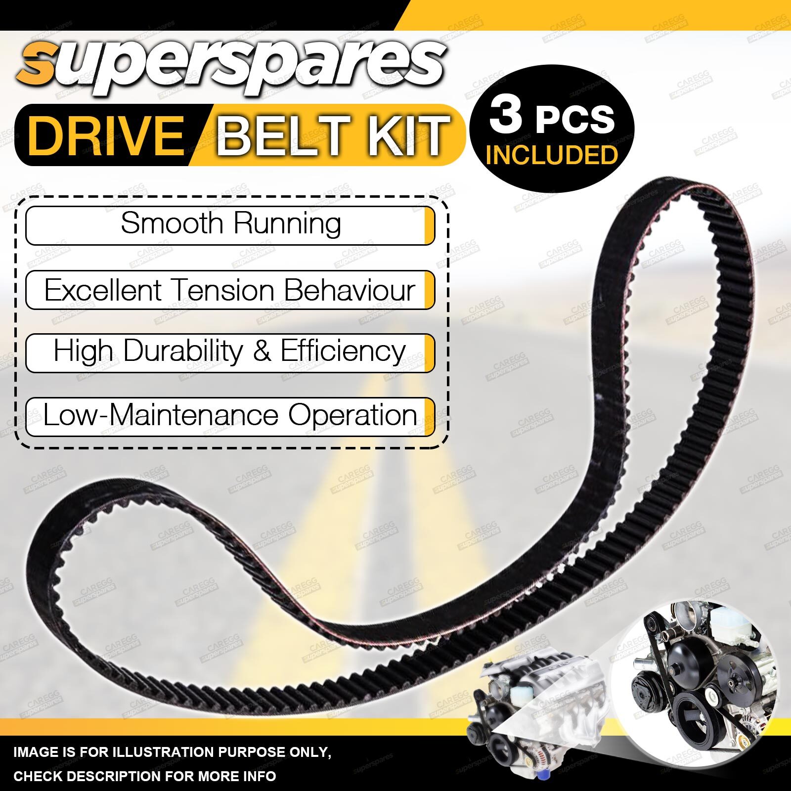 A/C & P/S & Alt Drive Belt Kit for Toyota Hilux LN85R 2.4L 8V OHC 2L ...