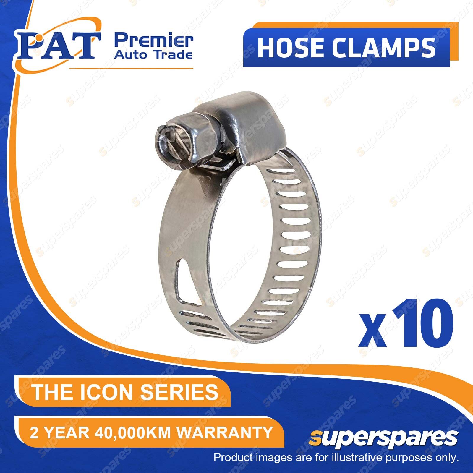 10 Pcs PAT ICON Series Hose Clamps - Perforated Slim Band 316 Stainless ...