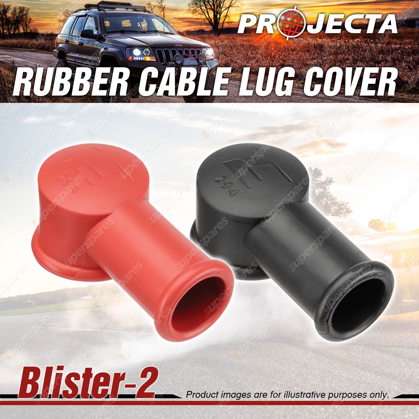 Projecta Rubber Cable Lug Cover - Positive and negative BLISTER-2 ...