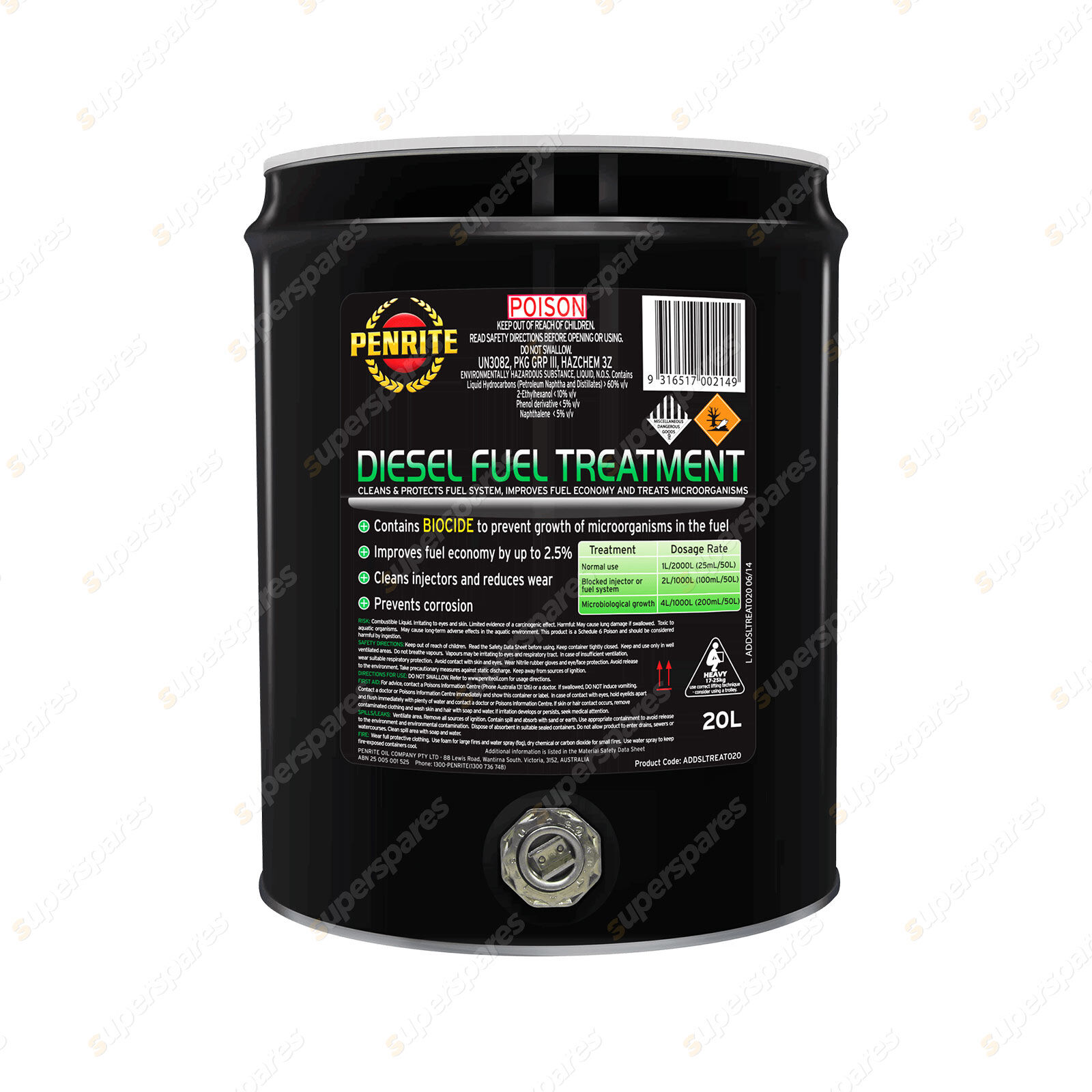 Penrite Diesel Biocide Fuel Treatment 20L Diesel Fuel Additive ...