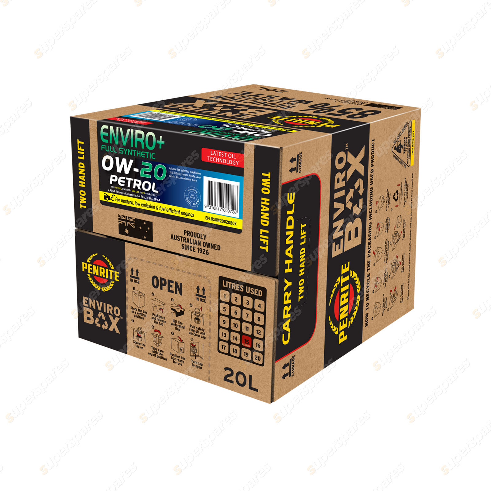 Penrite Full Syn Enviro+ 0W-20 Petrol Engine Oil Enviro Box 20L ...