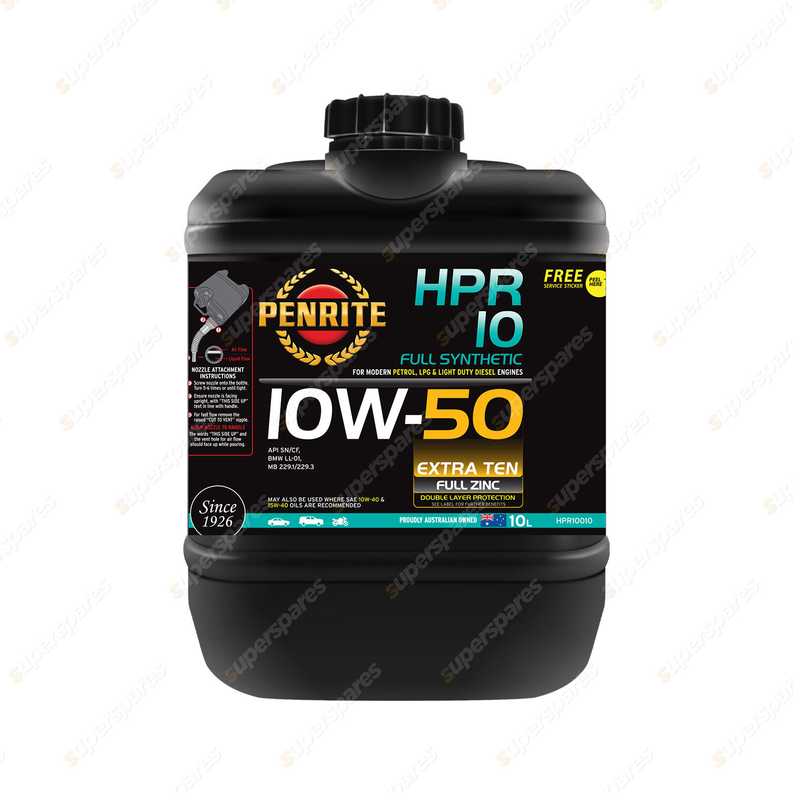 Penrite Full Synthetic HPR 10 10W-50 Engine Oil 10 Liter - HPR10010
