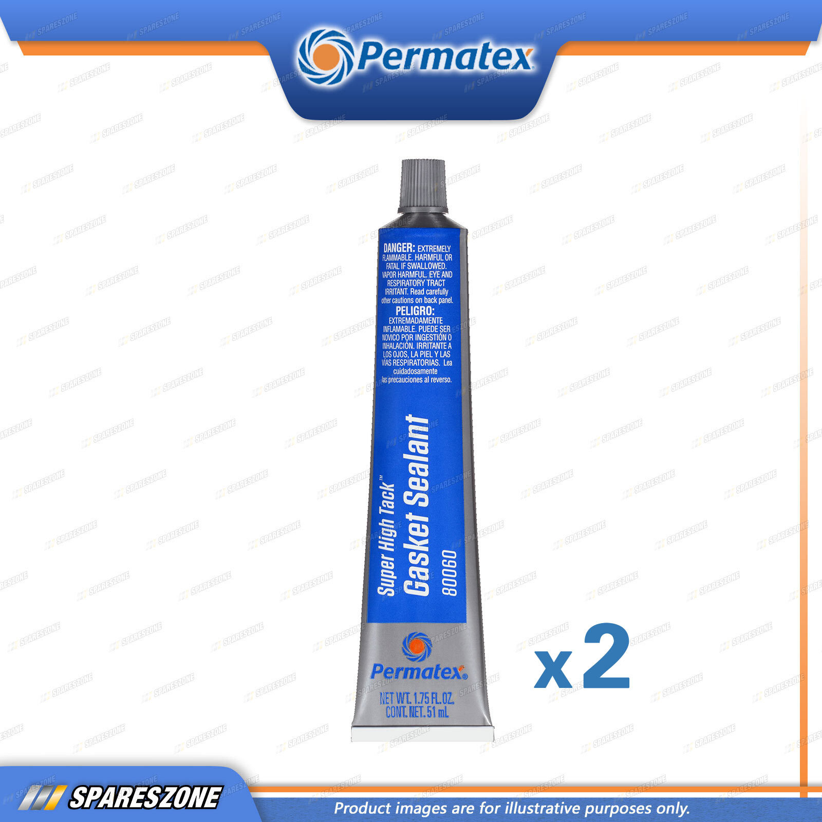 2 x Permatex Super High Tack Gasket Sealants Tube Carded 51ML Tough and ...