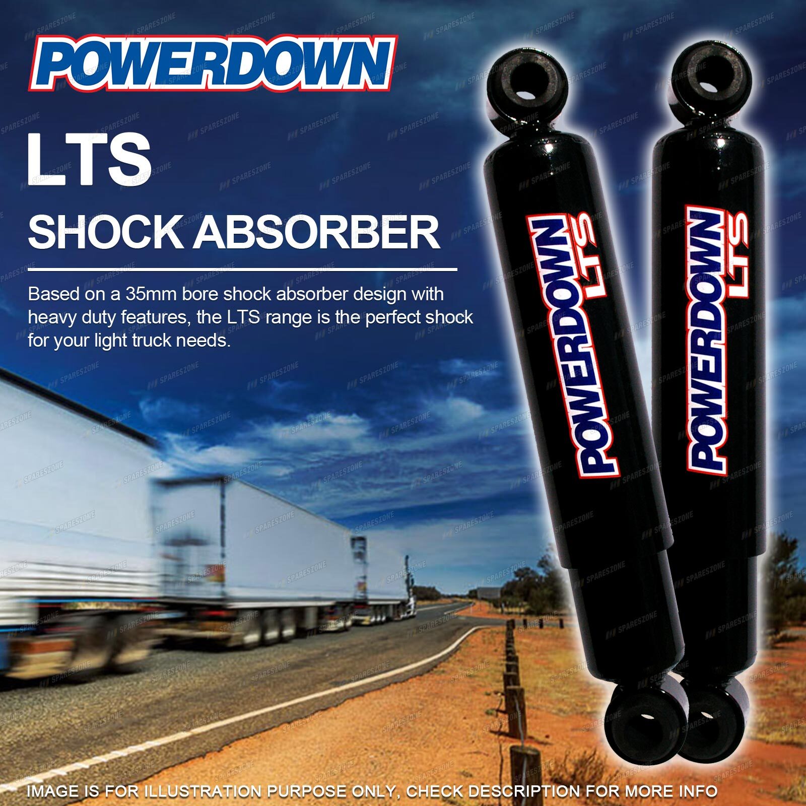 2 x Front Powerdown LTS Shock Absorbers for UD CV CW CWA PK PKA PKC T ...