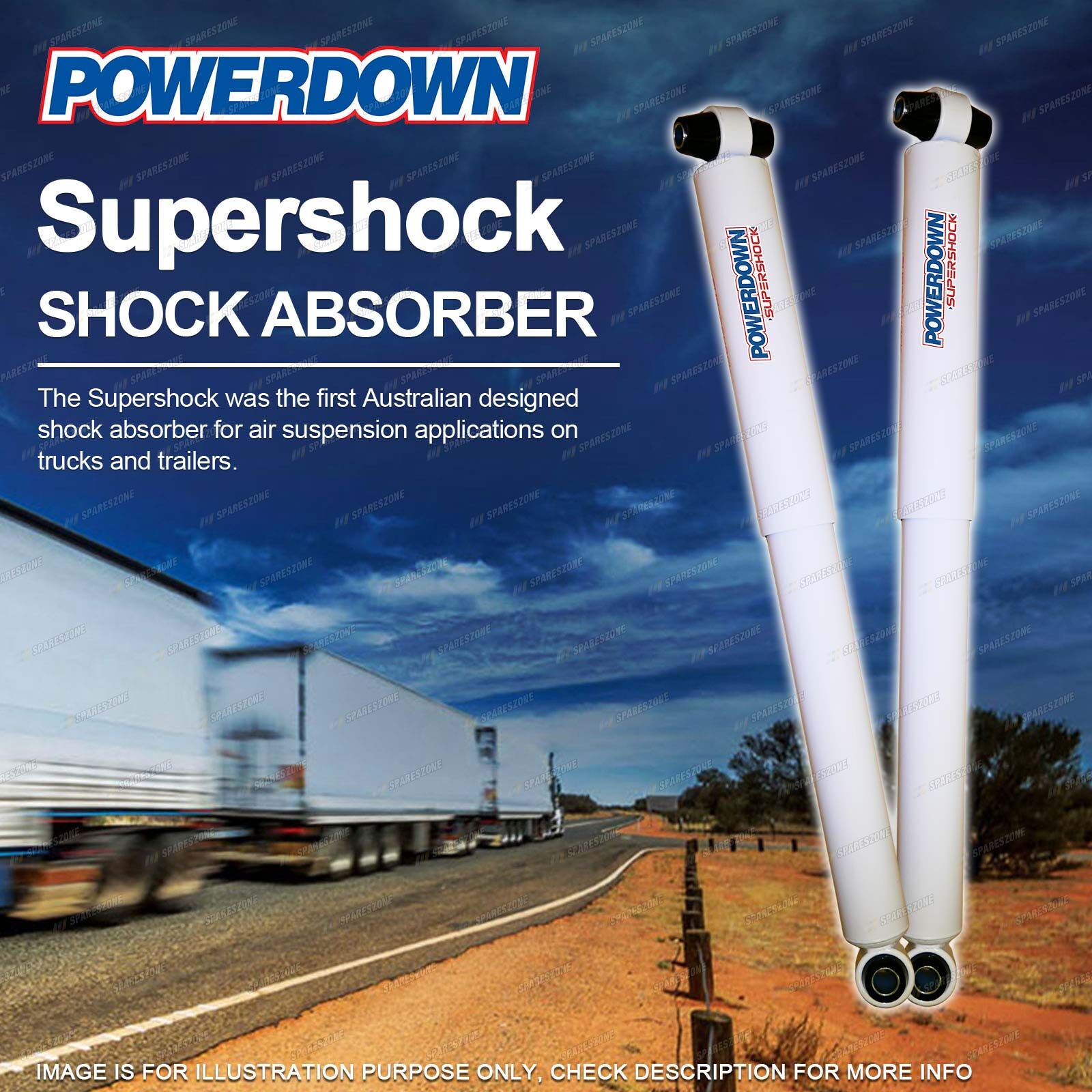 2 x Rear Powerdown Supershock Shocks for Scania 94 114 124 144 164 P R ...