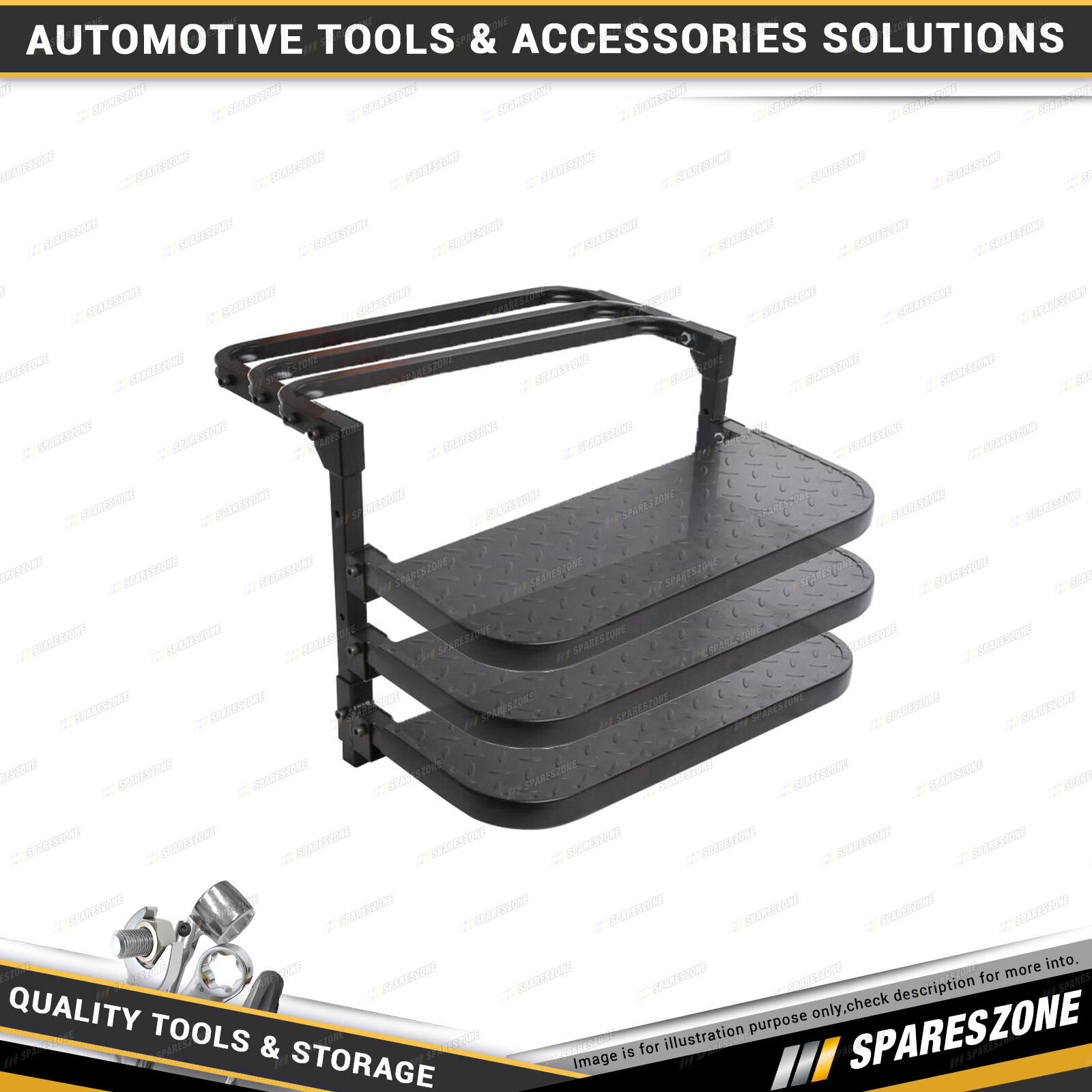 Loadmaster Wheel Step - Adjustable Height Steel Frame Fit Tyres up to ...