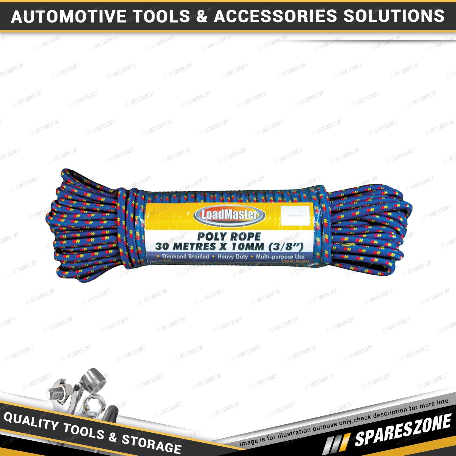 Loadmaster 30M x 10mm Poly Rope - Diamond Braided Heavy Duty Multi ...