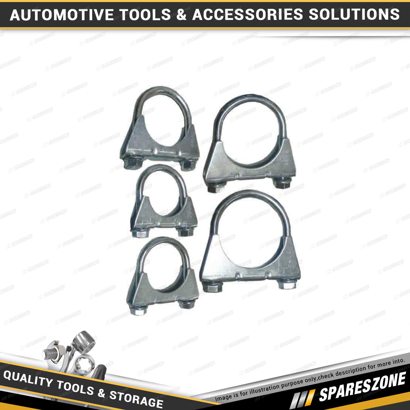 10 Pcs of Pro-Kit Muffler Clamp - 65mm Exhaust Pipe U Bolt Mild Steel ...