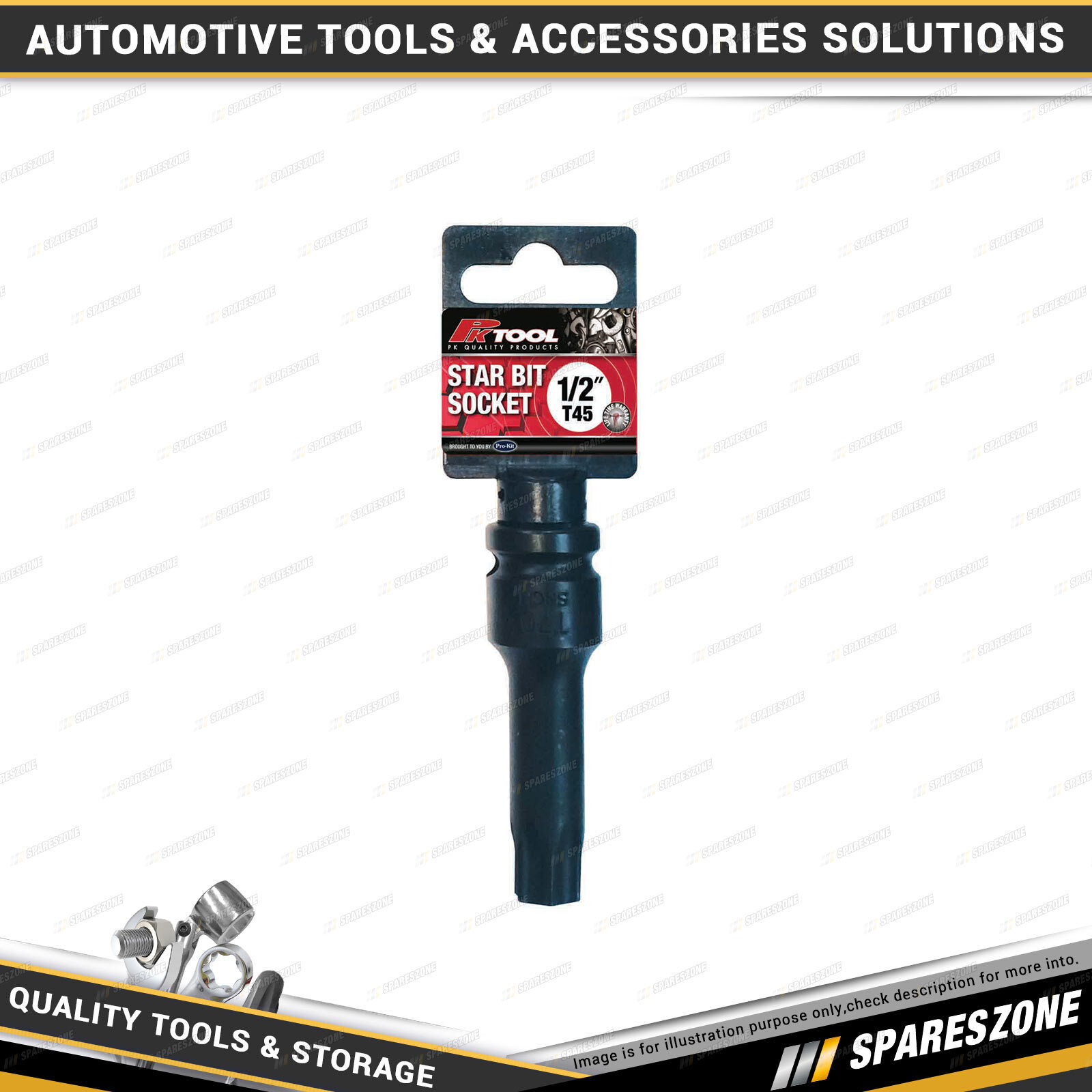 PK Tool 1/2 Inch Drive Impact Star Bit Socket - T45 6 Point 78mm SNCM Steel