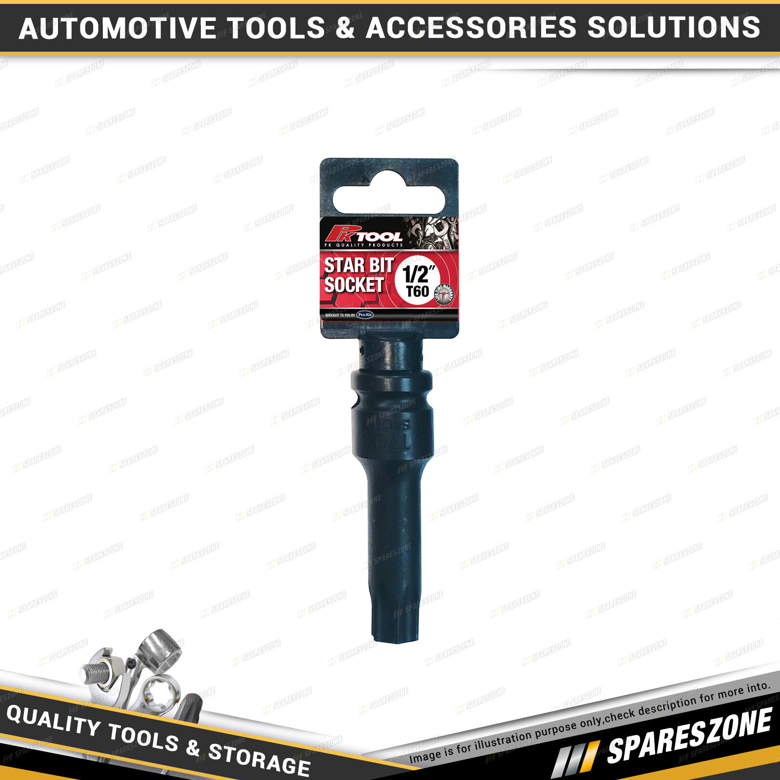 PK Tool 1/2 Inch Drive Impact Star Bit Socket - T60 6 Point 78mm SNCM Steel