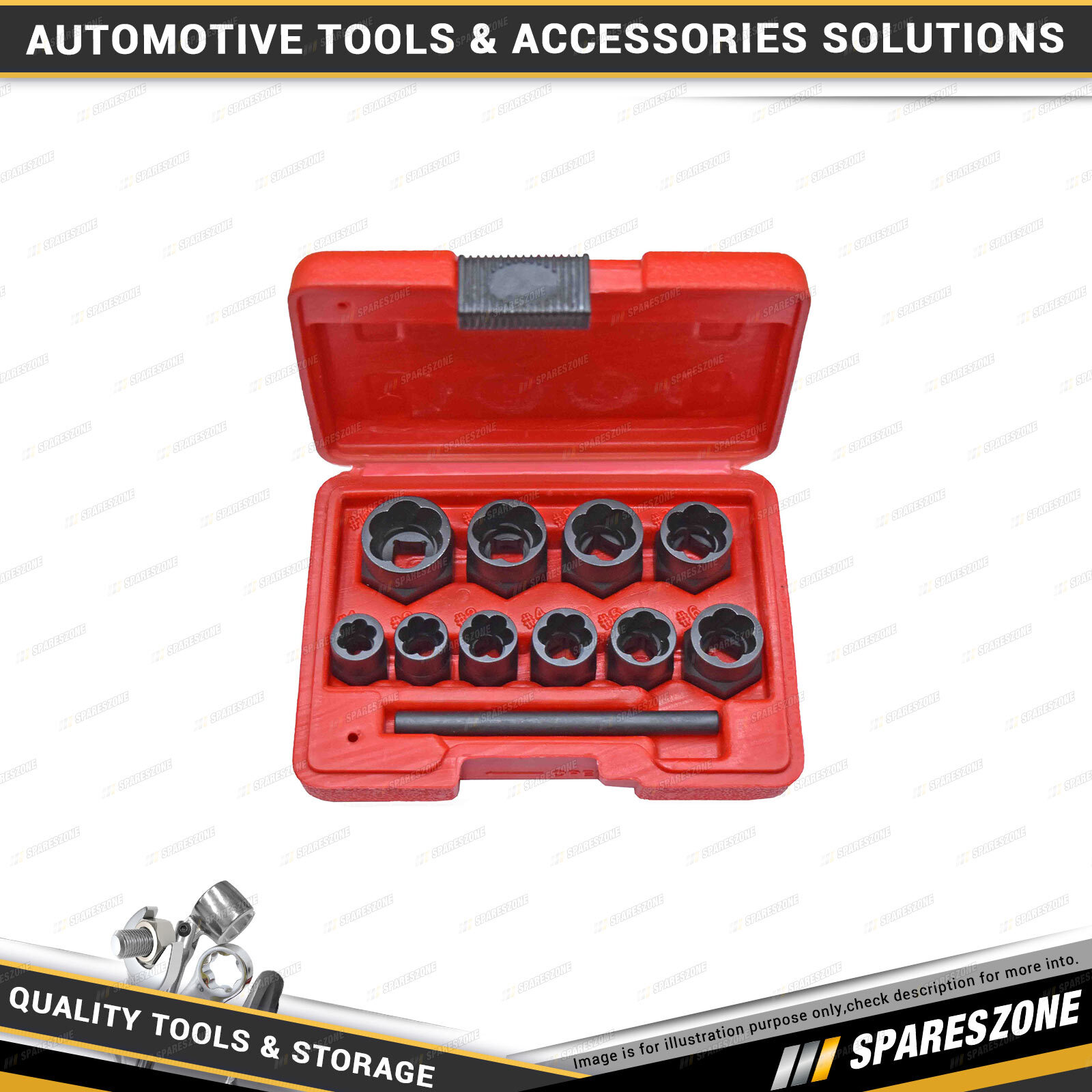 11 Pcs of PK Tool 3/8 Inch Drive Low Profile Spiral Twist Extractor ...