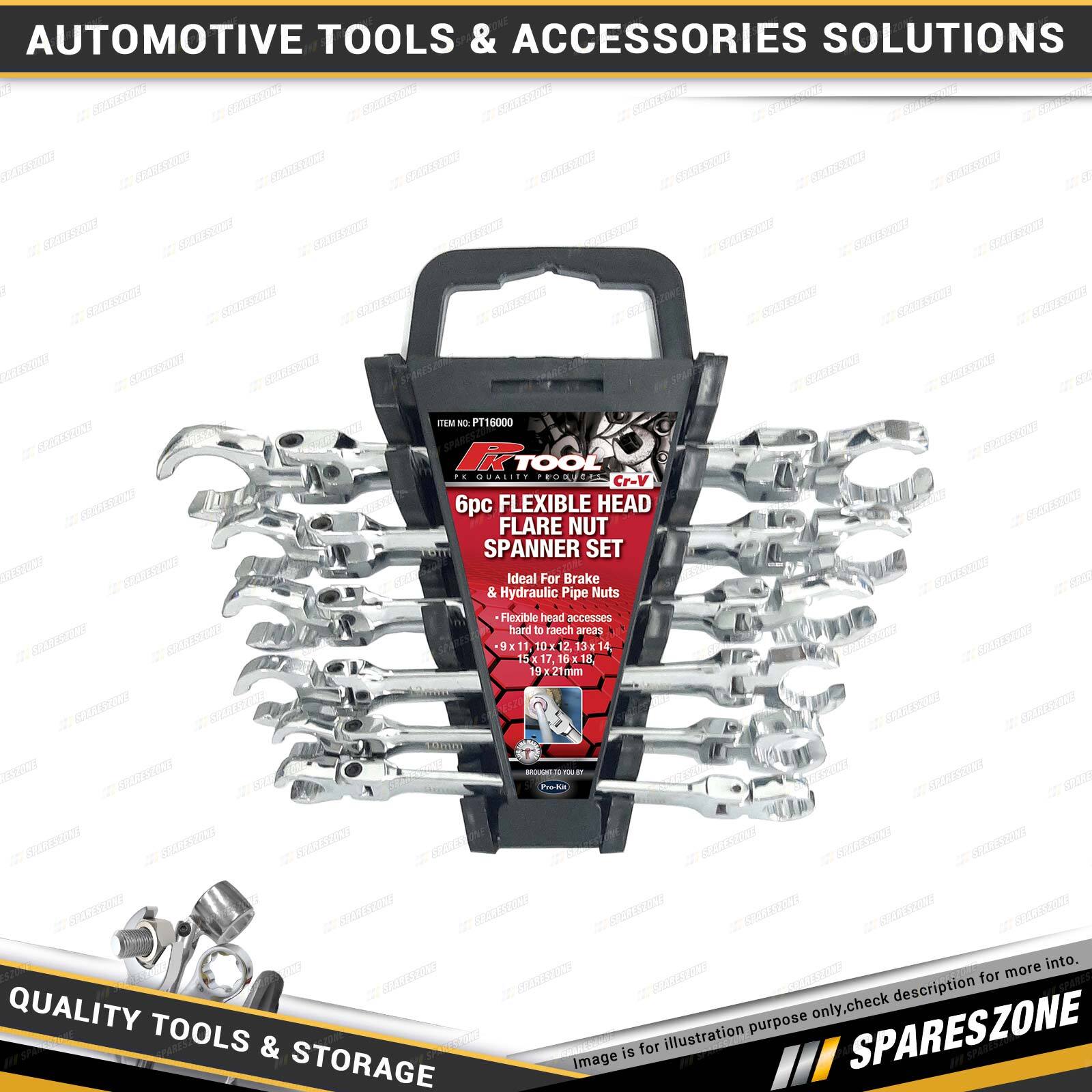6 Pcs PK Tool Flexible Head Flare Nut Spanner Set for Brake & Hydraulic ...