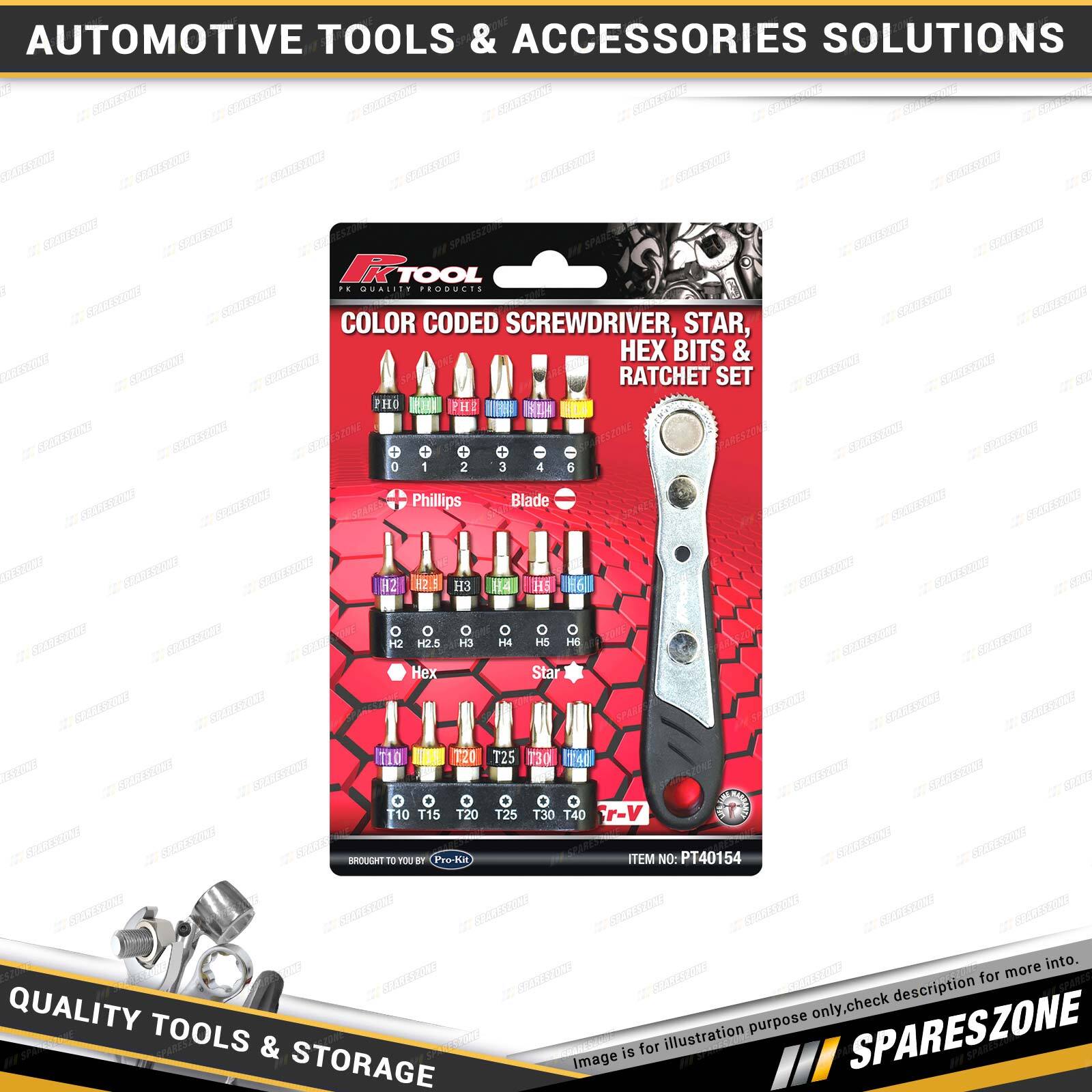 19 Pcs of PK Tool 1/4" Drive Cr-V Color Screwdriver Star Hex Bits ...