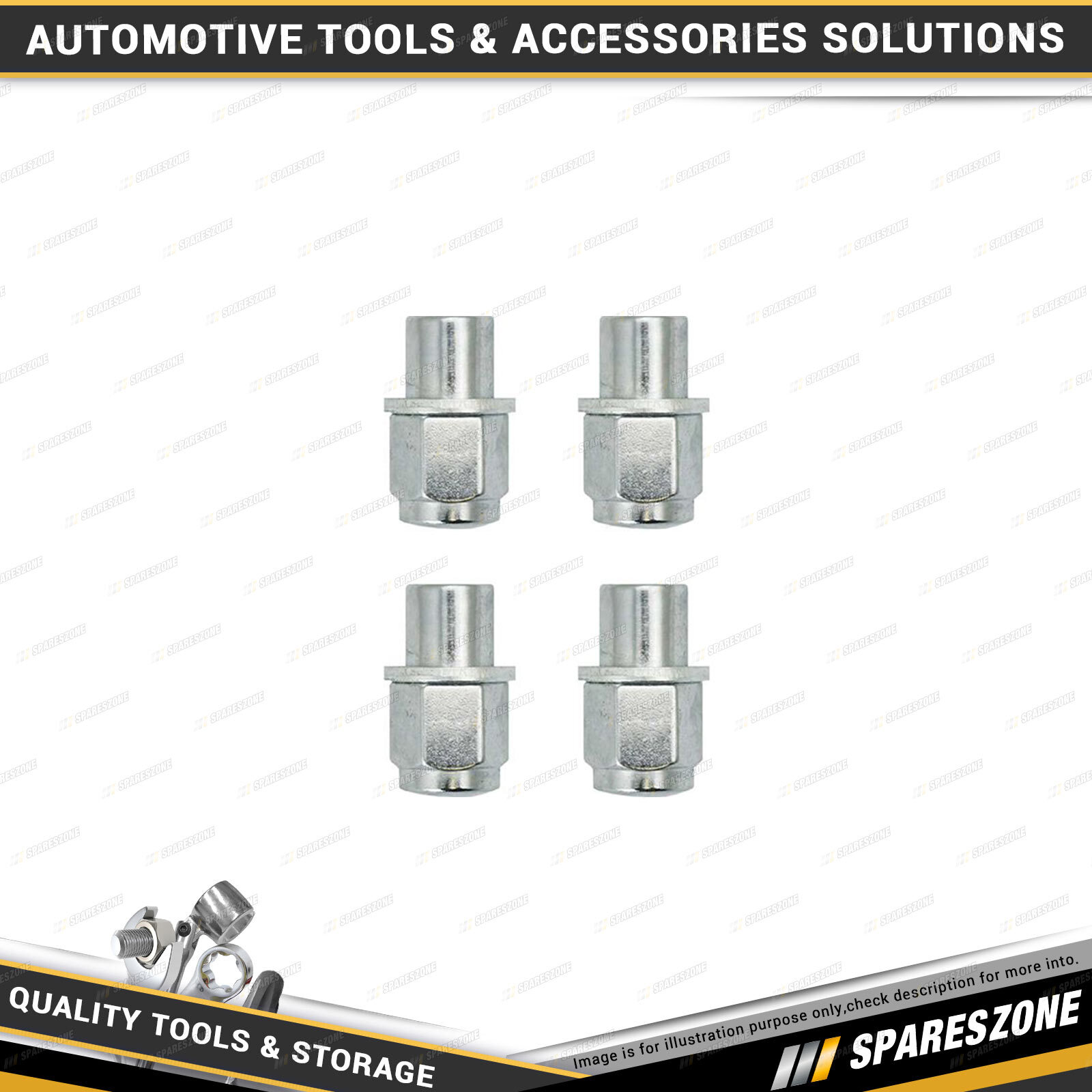 4 Pieces of Pro-Tyre Wheel Nut Set - 7/16 Inch Mag Wheel Chrome ...