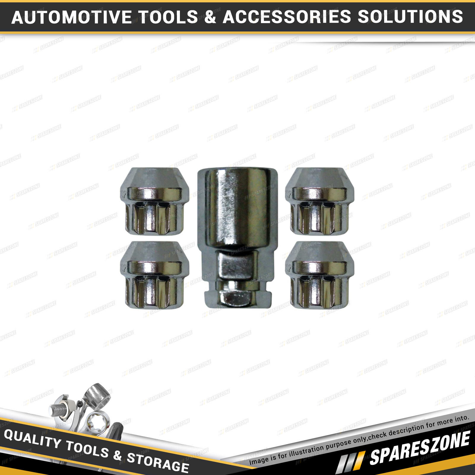 5 Pcs of Pro-Tyre Open Ended Steel Wheel Lock Nut Set 1/2 Inch Tyre ...