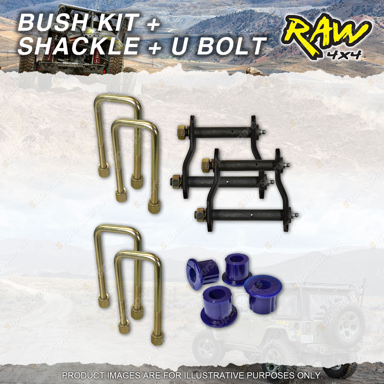 Rear RAW 4x4 Leaf Springs Bush Shackle U-bolt Kit for Mitsubishi Triton ...