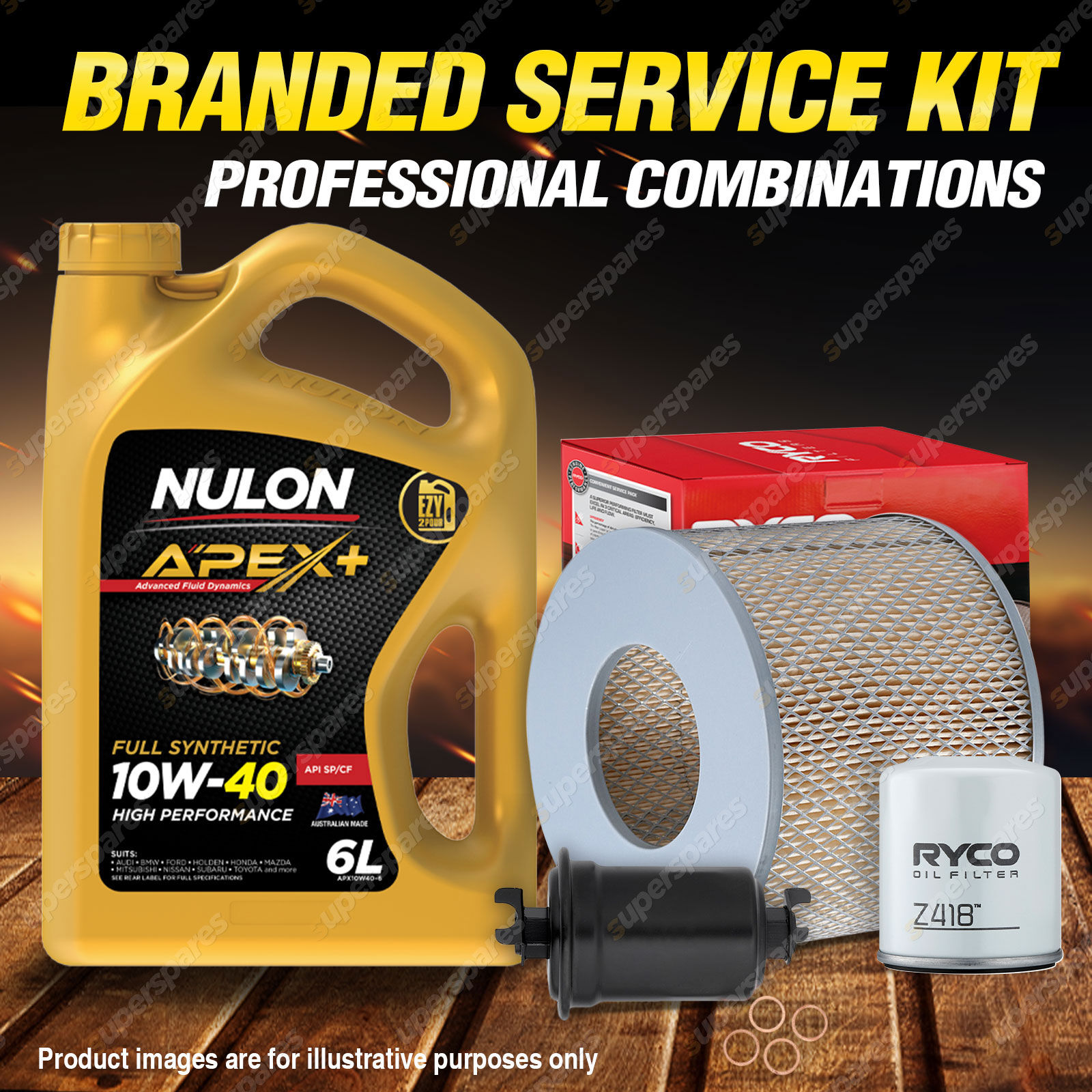 Ryco Oil Air Fuel Filter 6L APX10W40 Service Kit for Landcruiser Prado ...