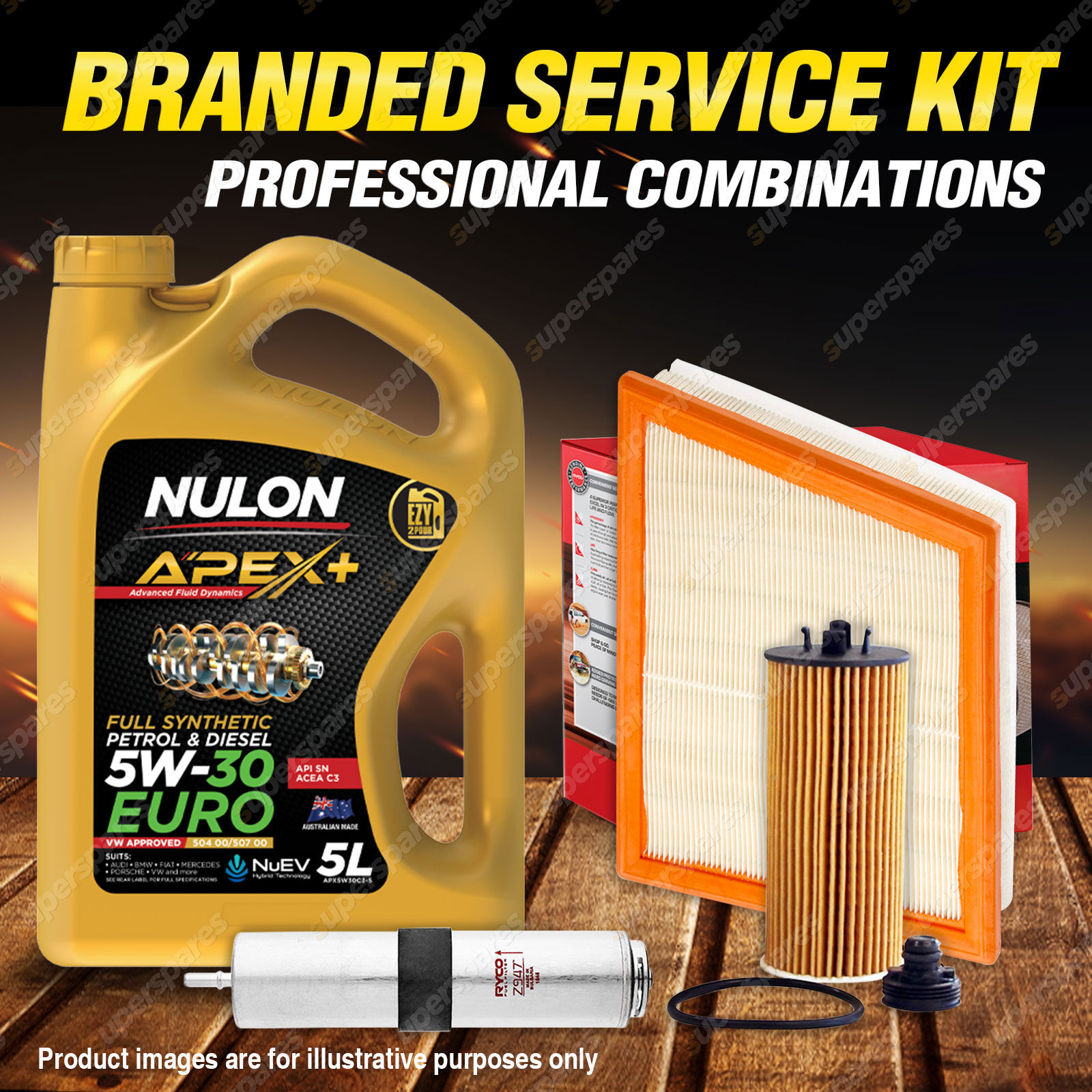 Ryco Oil Air Fuel Filter 5L APX5W30C3 Eng. Oil Service Kit for BMW 218D ...
