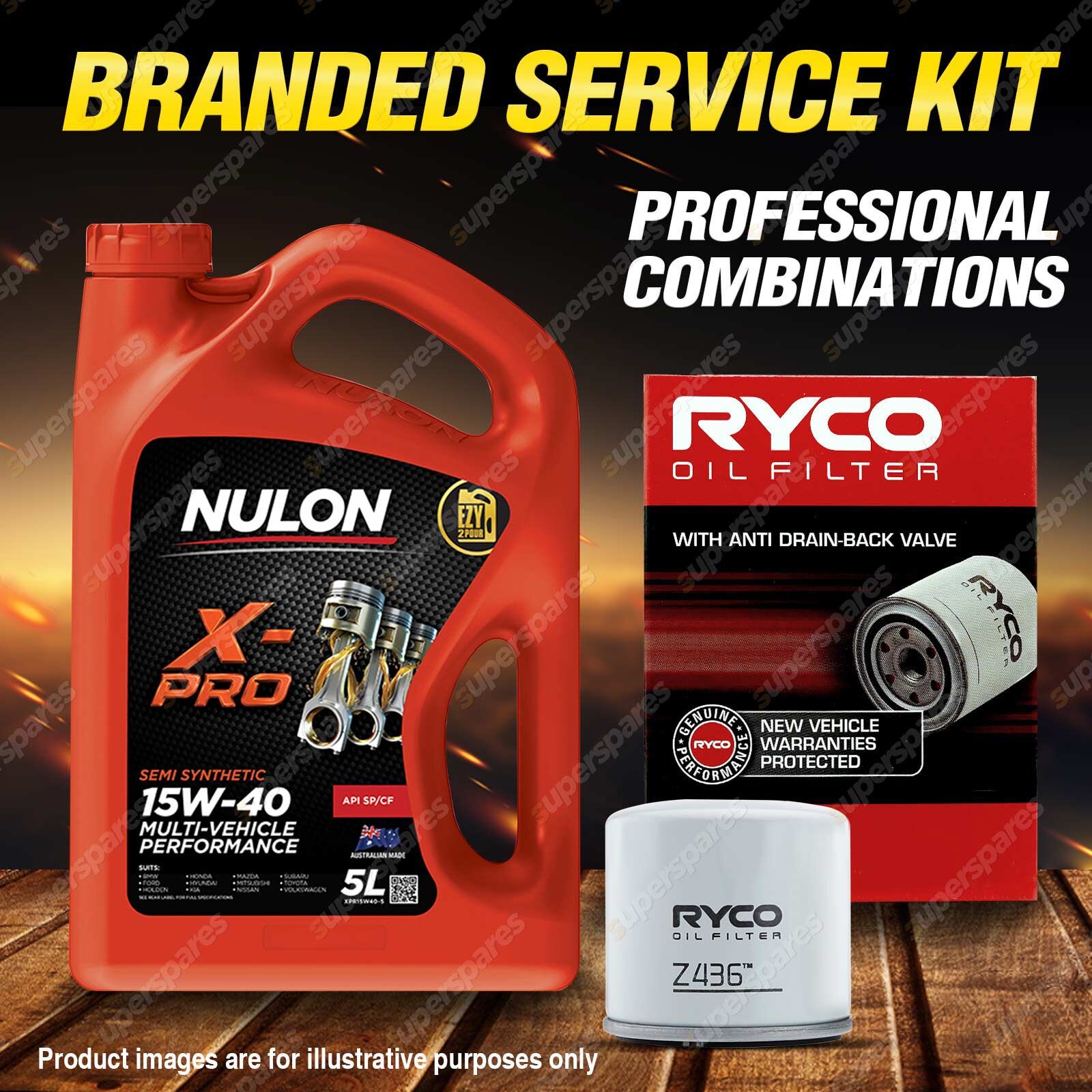 Ryco Oil Filter 5L XPR15W40 Oil Service Kit for Subaru Fiori KN4 Sherpa ...