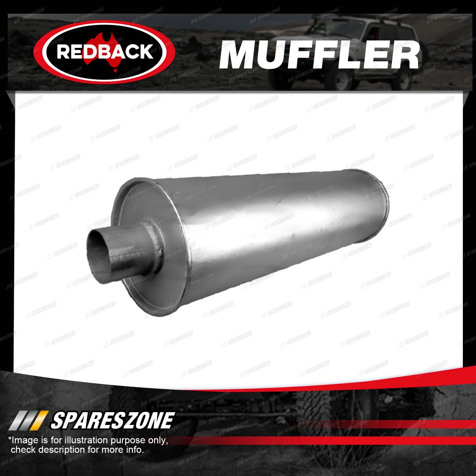Redback Universal Truck Muffler - 7" Round 24" Long ID 3" C/C ...