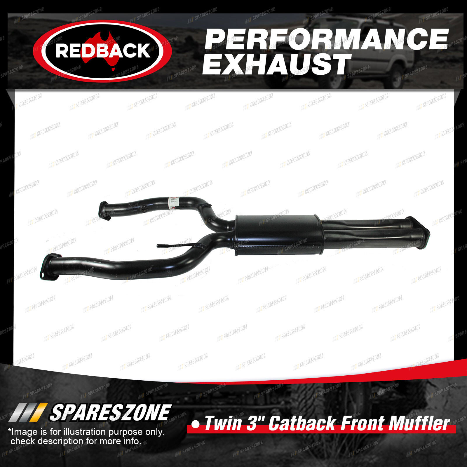 Redback Twin 3" Catback Front Muffler Assembly for Holden Commodore ...